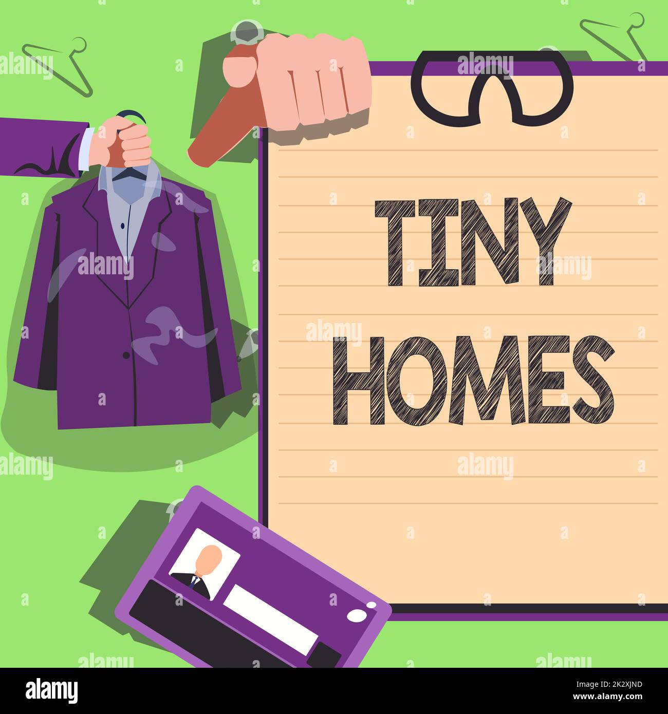 Sign displaying Tiny Homes. Conceptual photo houses contain one room ...