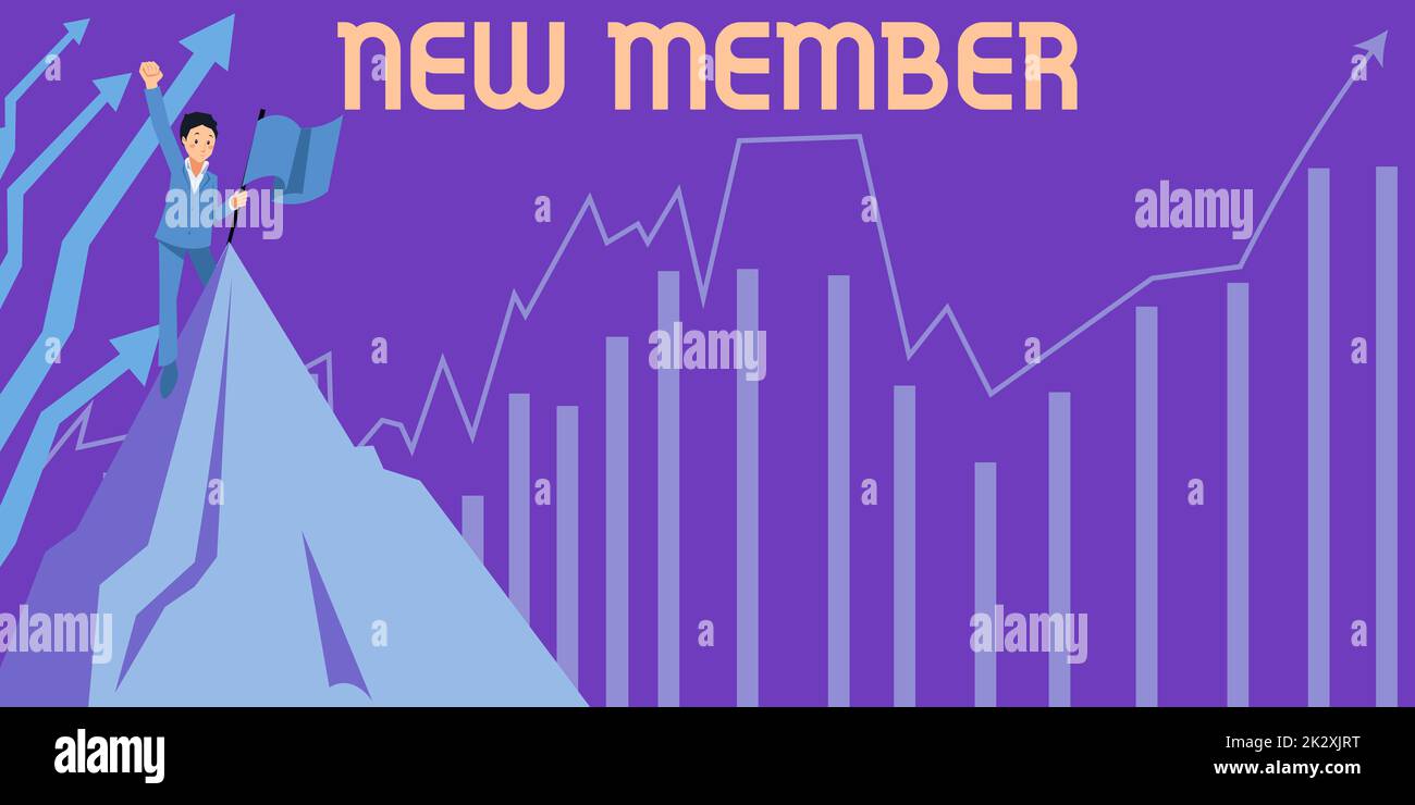 Text sign showing New Member. Business concept recruiting employee to ...