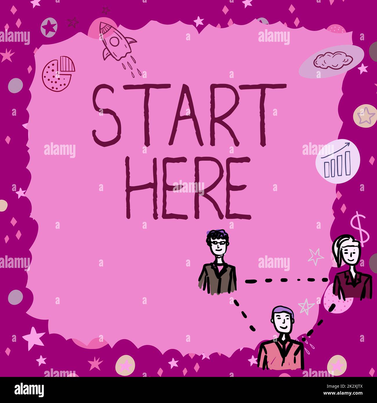 Inspiration showing sign Start Here. Word Written on telling someone ...