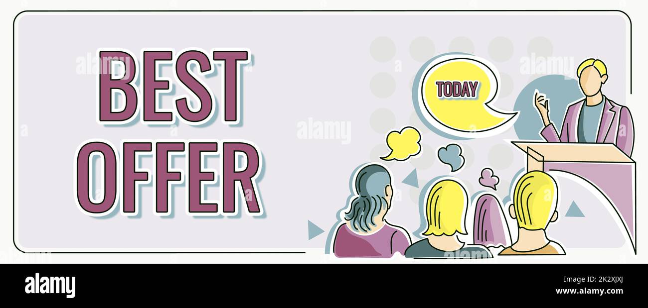 Text caption presenting Best Offer. Word Written on To convince someone ...