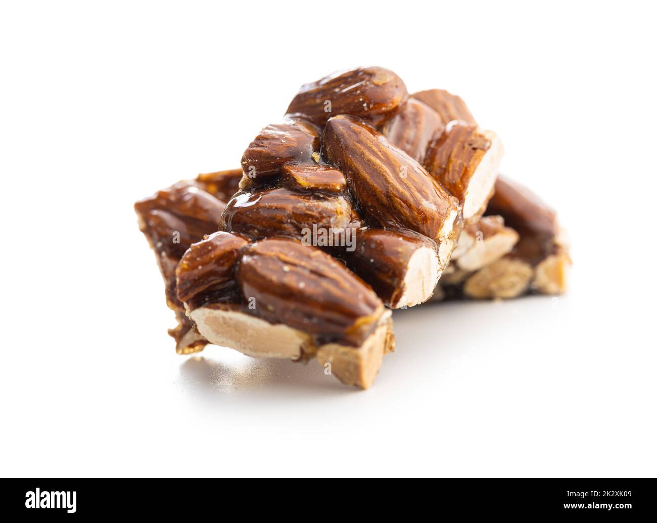 Sweet mini almond bars isolated on white background Stock Photo - Alamy