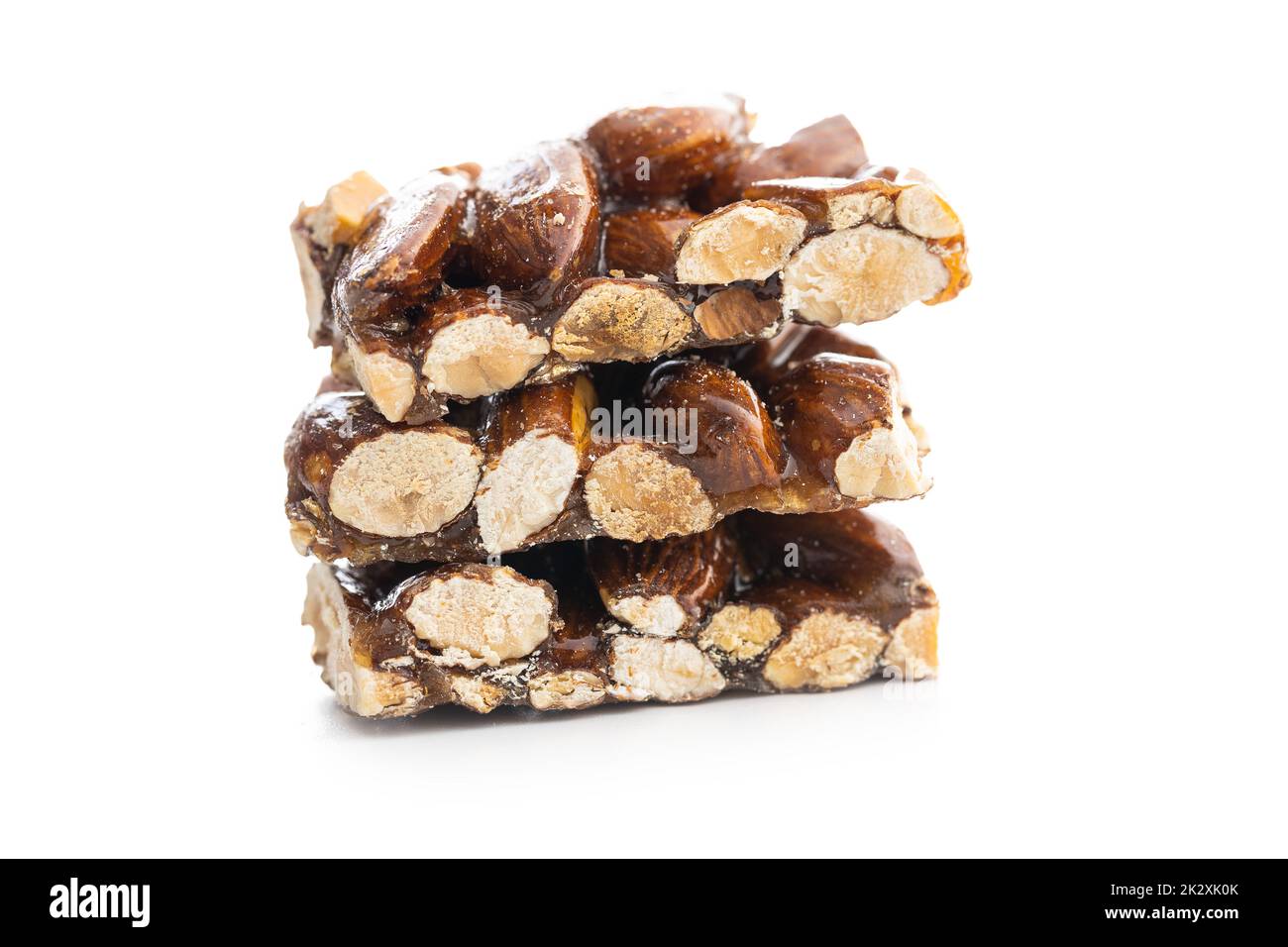 Sweet mini almond bars isolated on white background Stock Photo - Alamy