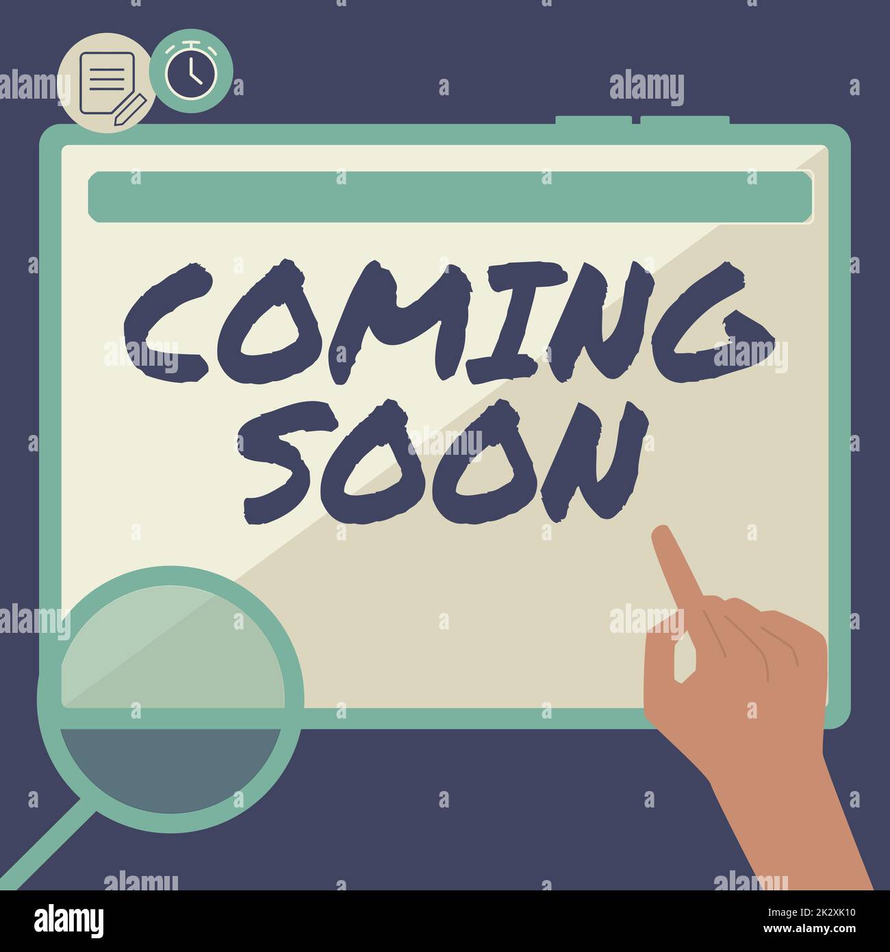Sign displaying Coming Soon. Business showcase something is going to ...