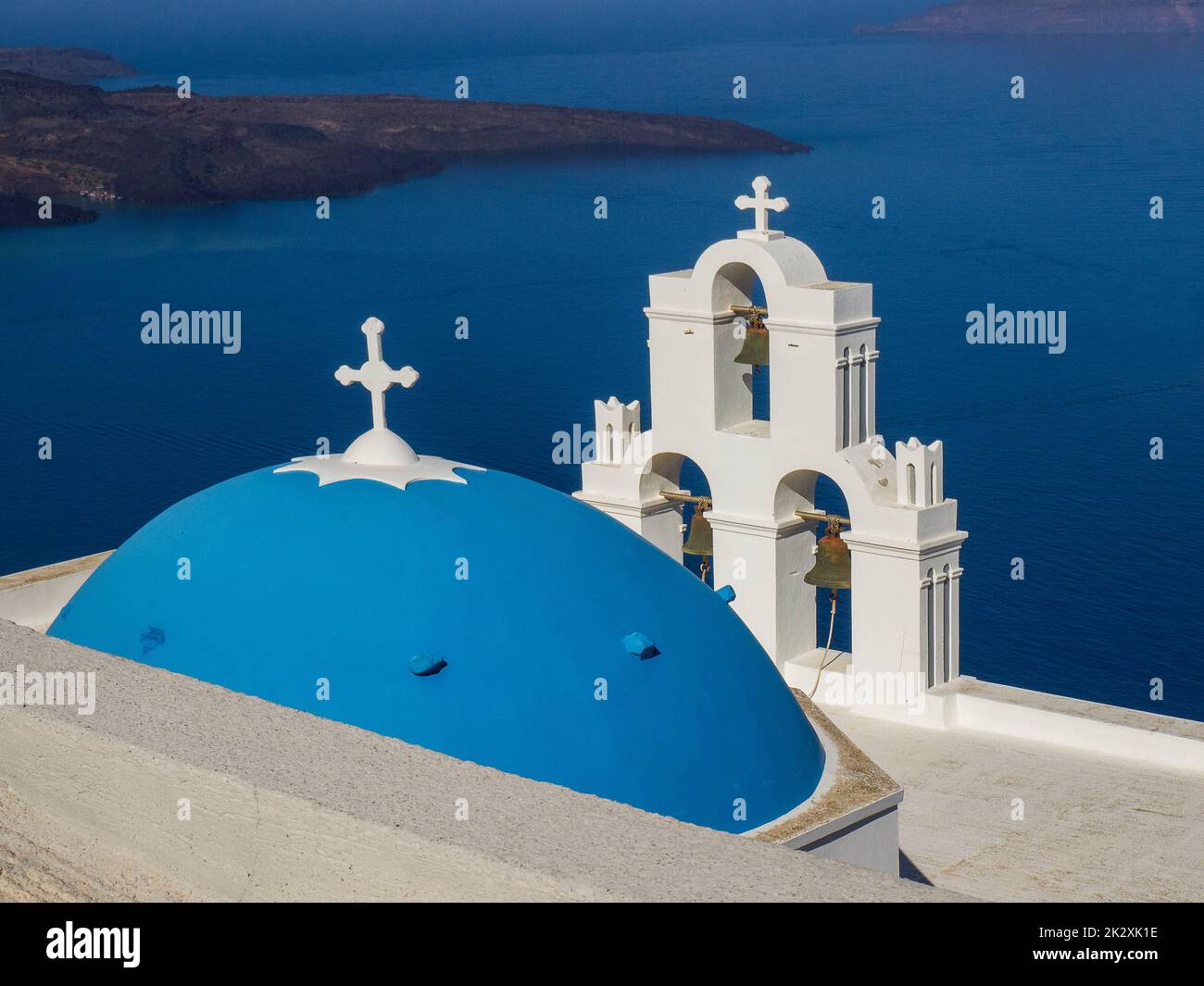 Greece, Santorini - Three Bells of Thira Stock Photo - Alamy