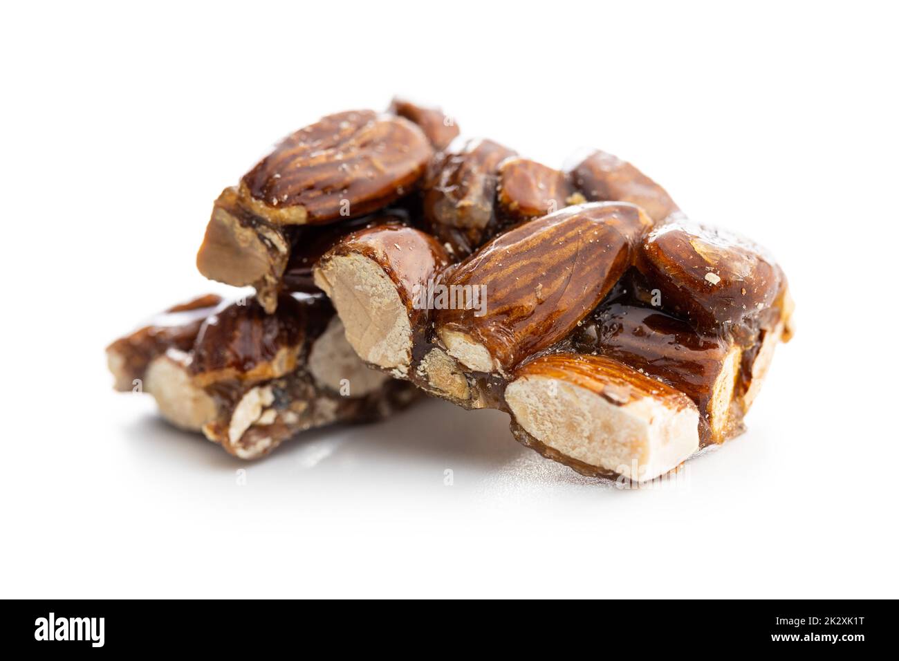 Sweet mini almond bars isolated on white background Stock Photo - Alamy