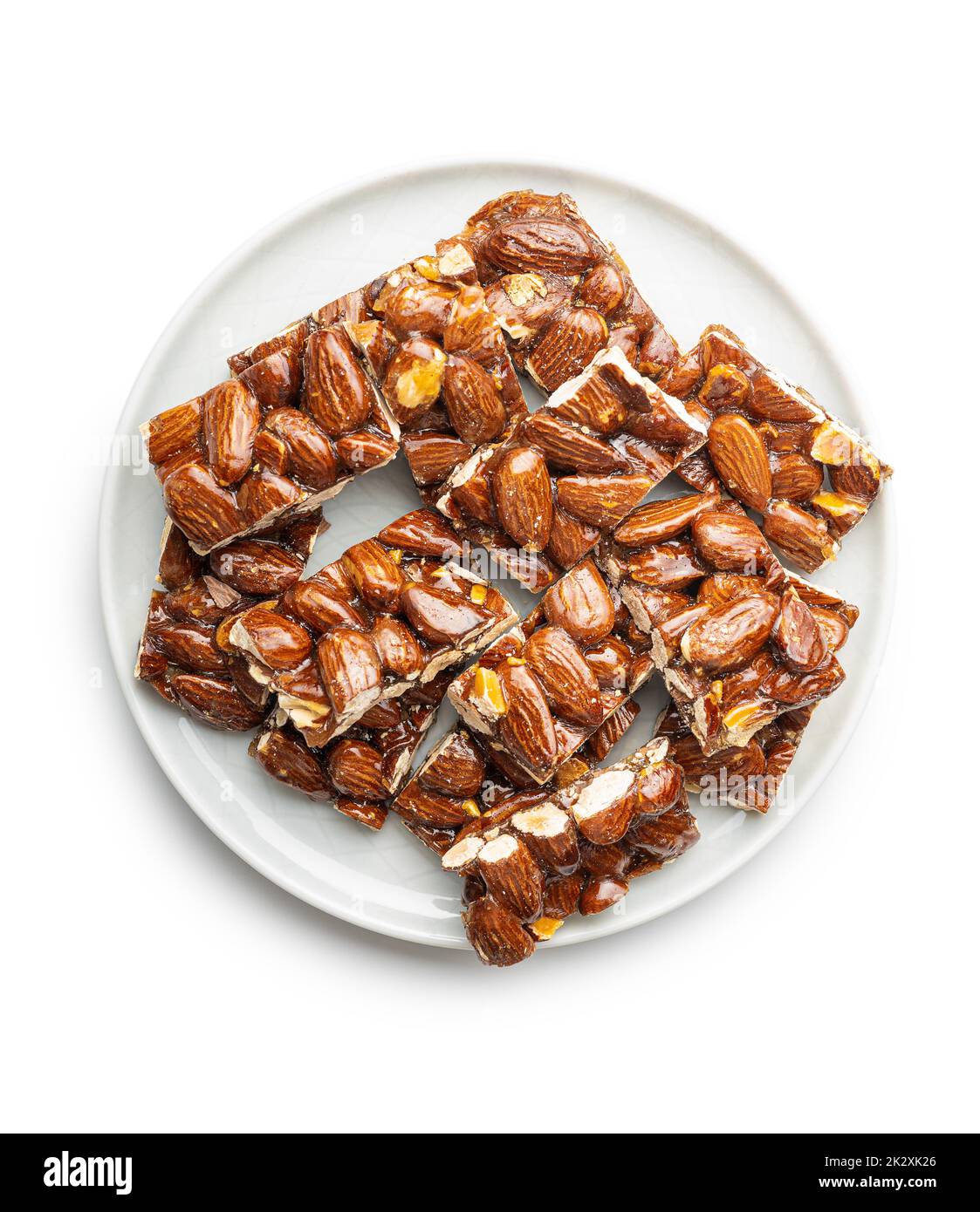 Sweet mini almond bars isolated on white background Stock Photo - Alamy