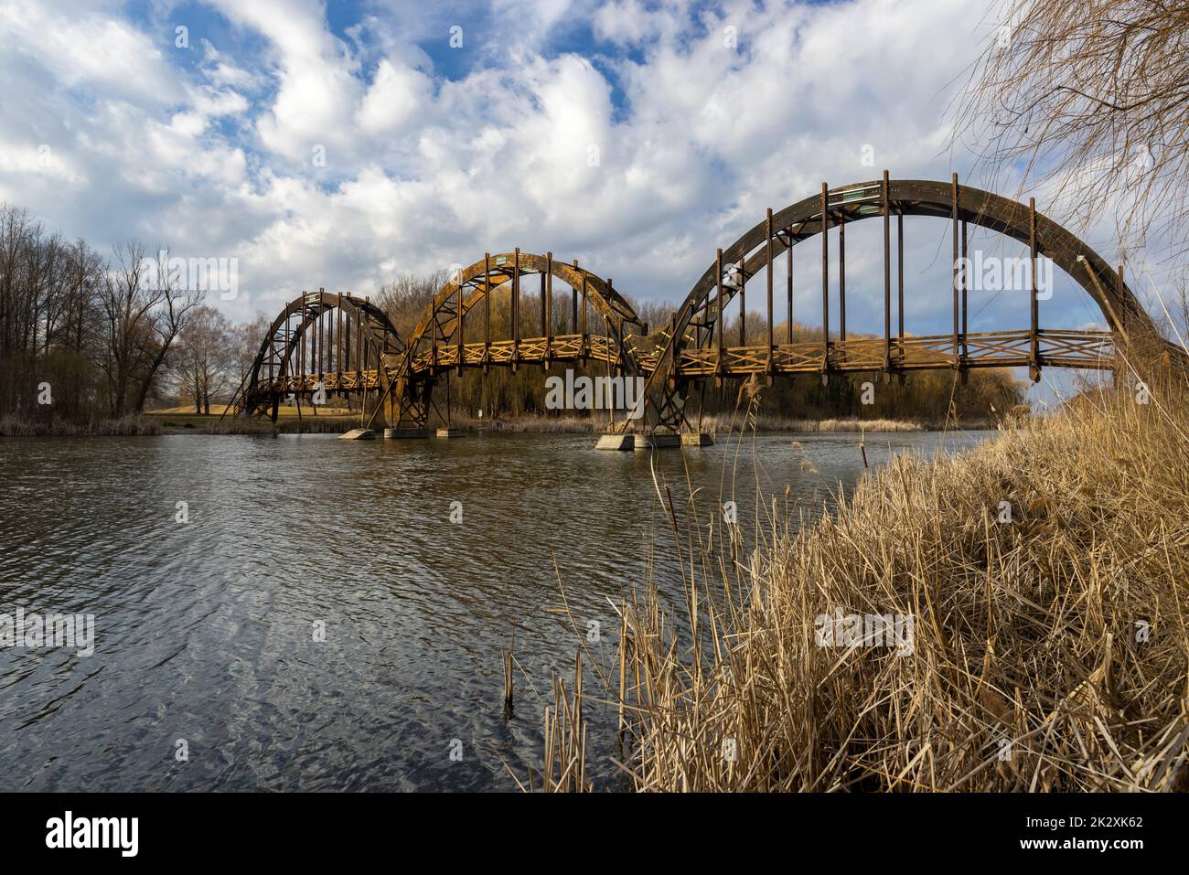 Wooden bridge in Balaton-felvideki nature reserve, Kis-Balaton ...