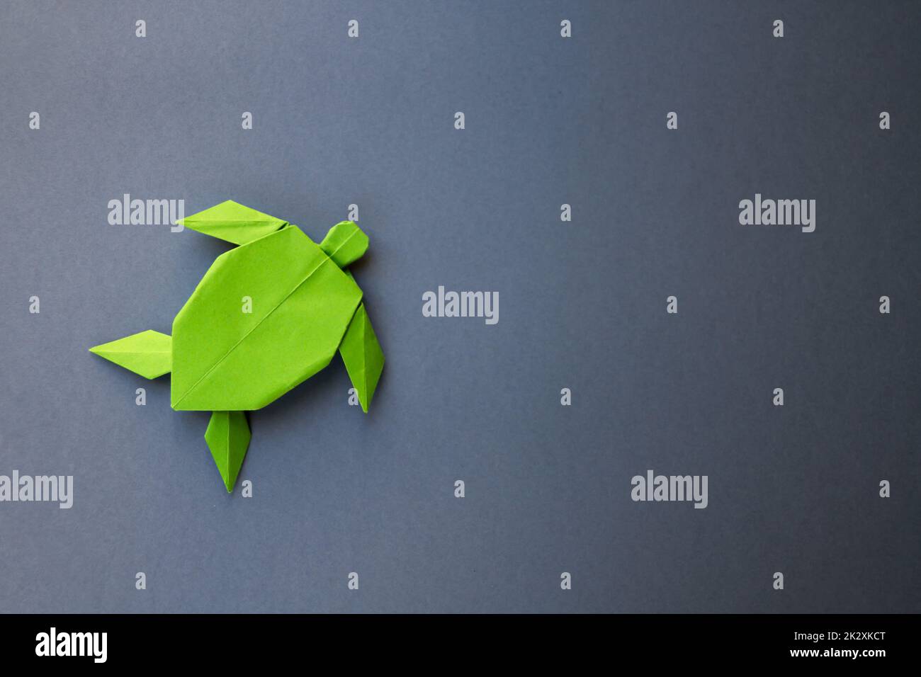 Green paper turtle origami isolated on a grey background Stock Photo ...