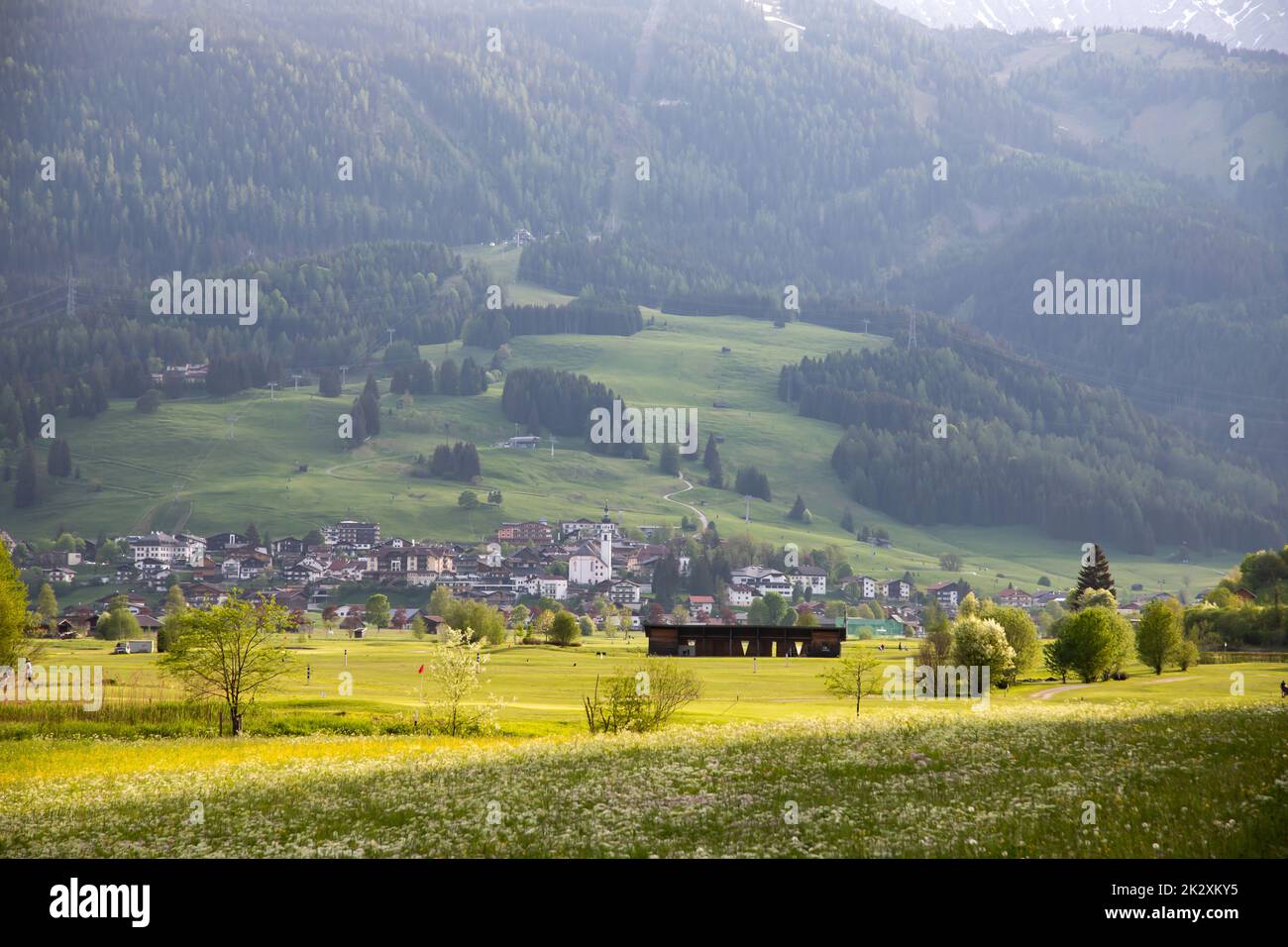Alpine village Lermoos in spring, Austria Stock Photo - Alamy