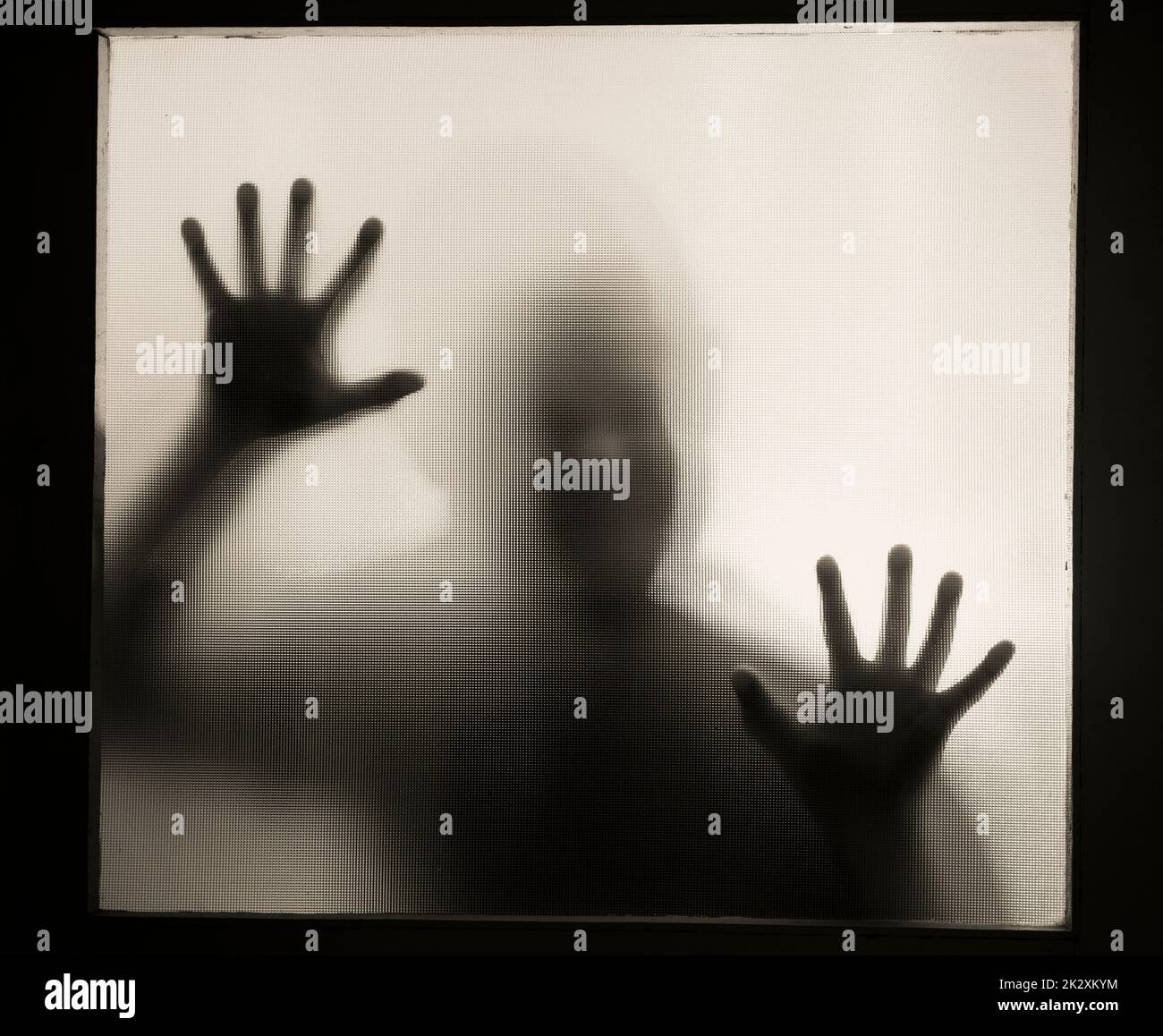Shadowy figure behind glass - horror background Stock Photo - Alamy