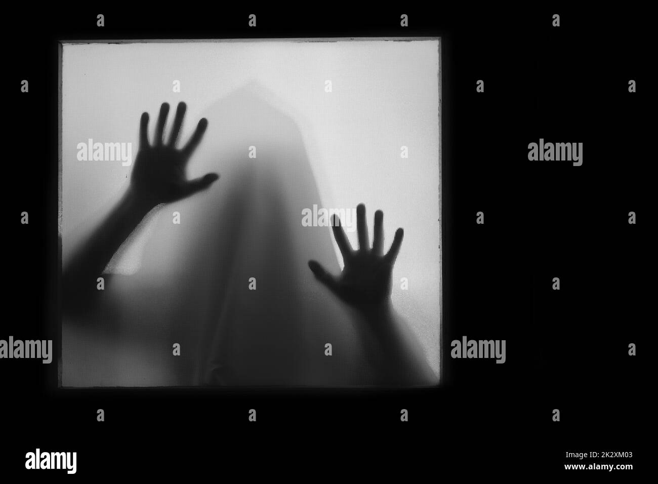 Shadowy figure, ghost behind glass - horror background Stock Photo - Alamy