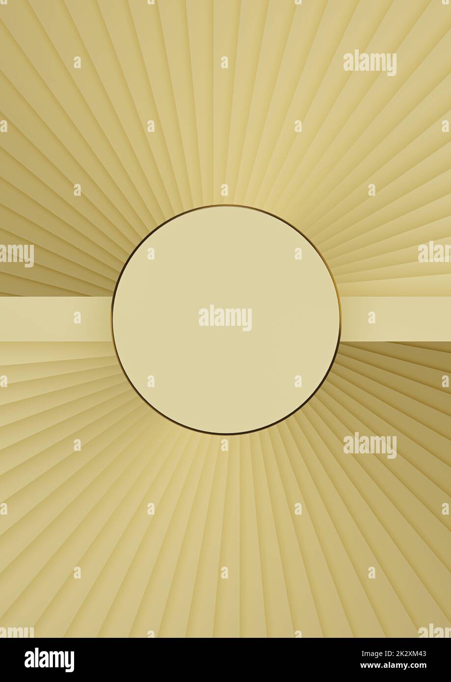 Warm, light, bright, pastel yellow 3D rendering top view flat lay ...
