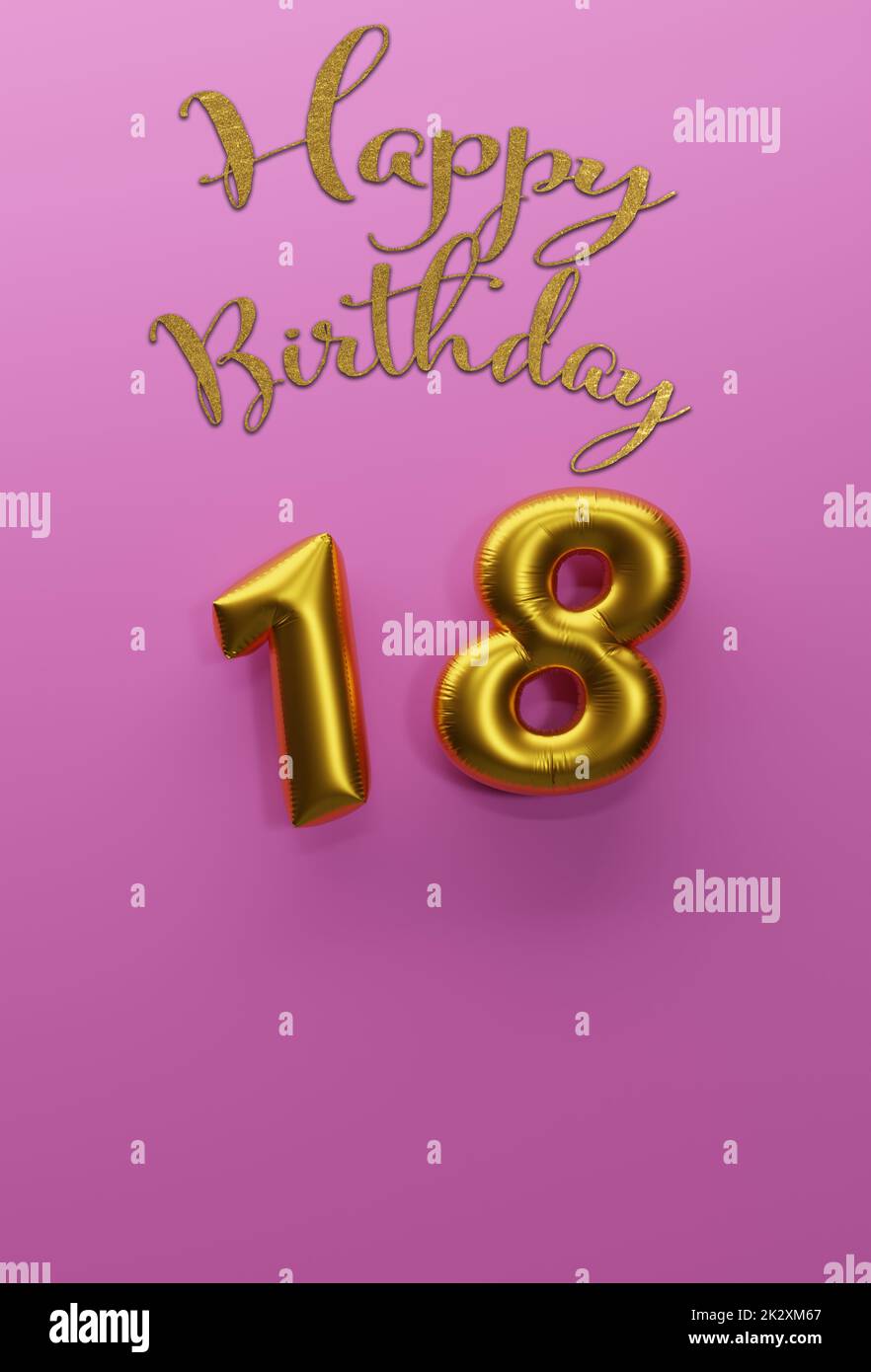 Happy birthday background with golden 18 Stock Photo - Alamy