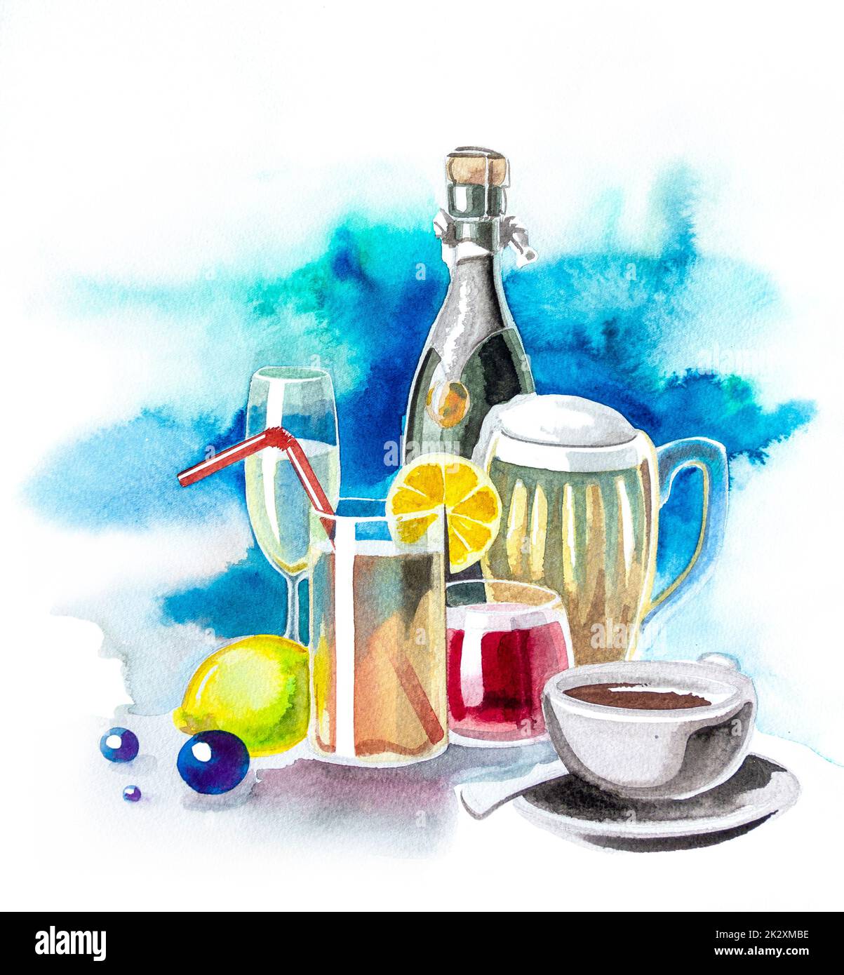 Watercolor drinks hi-res stock photography and images - Alamy