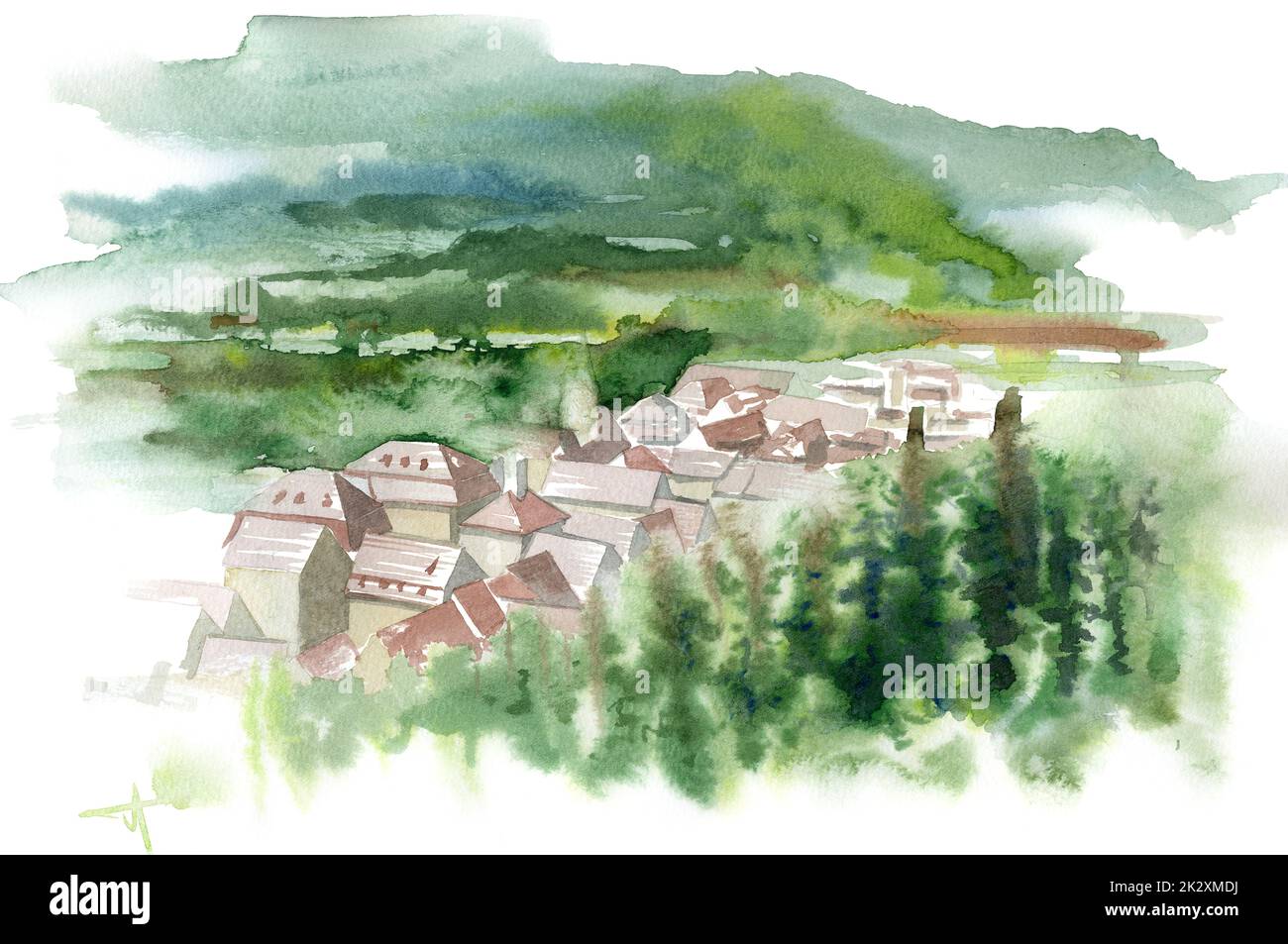 Watercolor sketch house Cut Out Stock Images & Pictures - Alamy