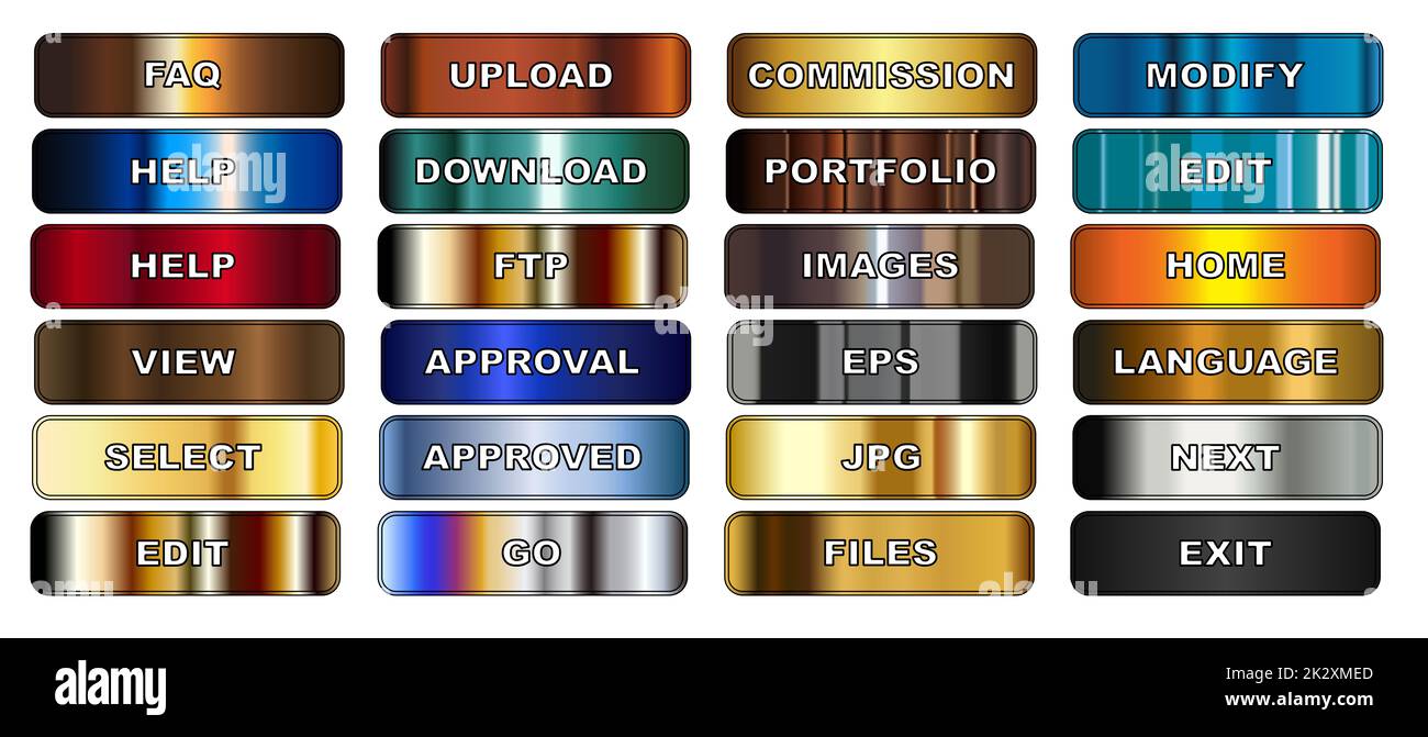 Metal Web Buttons Stock Photo - Alamy