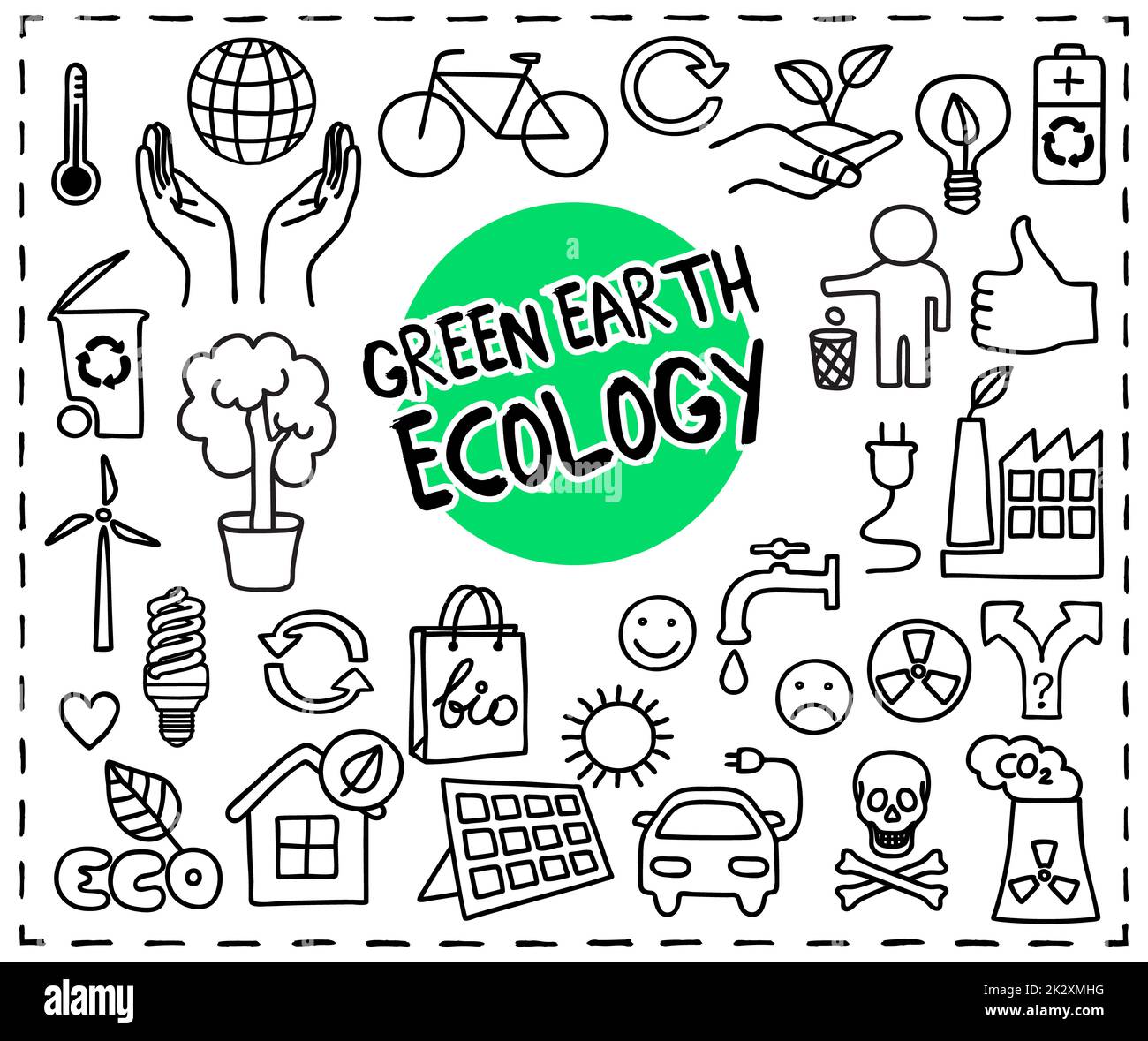 Green Earth Ecology doodle set Stock Photo - Alamy
