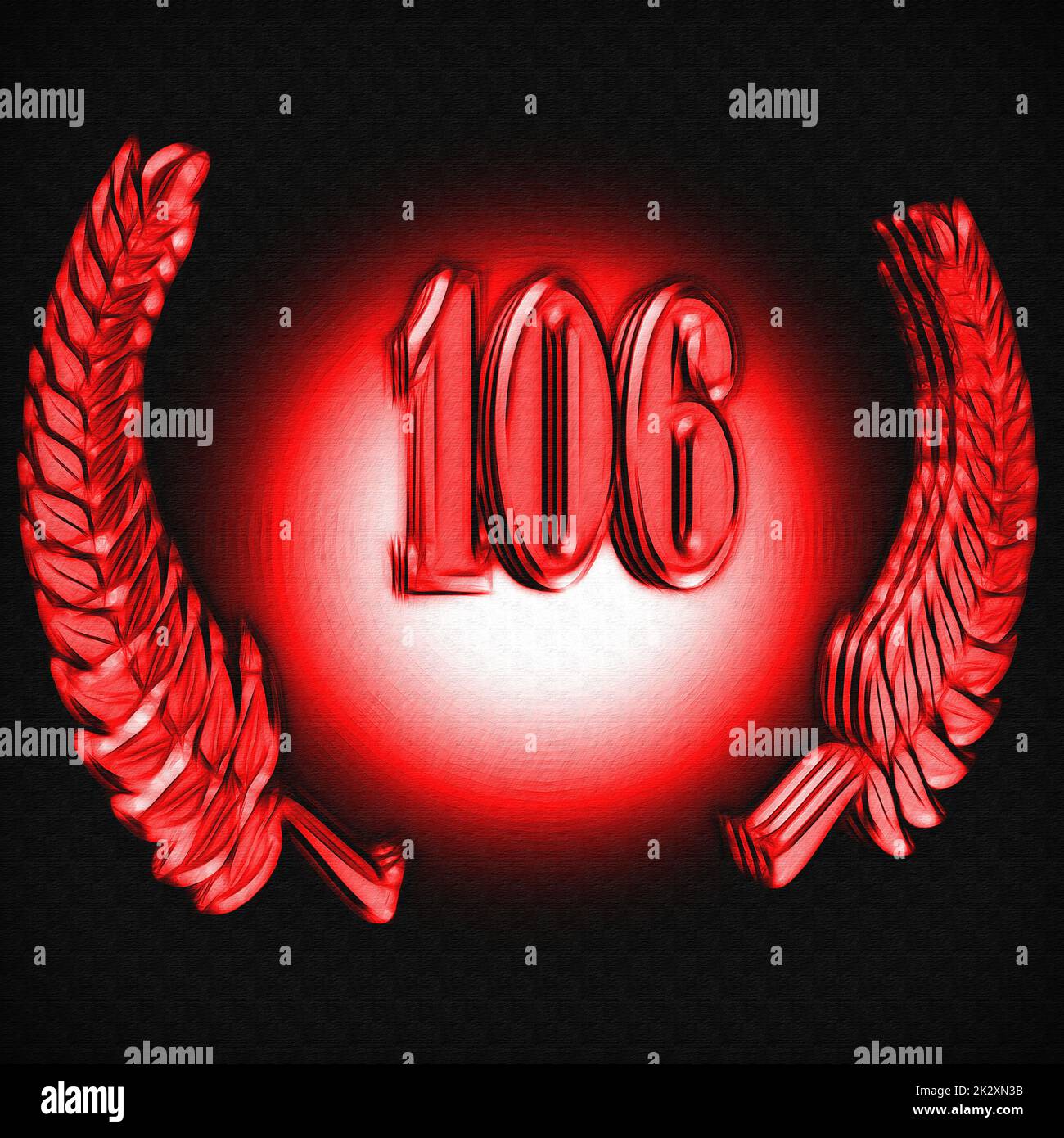 Number 106 with laurel wreath or honor wreath as a 3D-illustration, 3D-rendering Stock Photo - Alamy