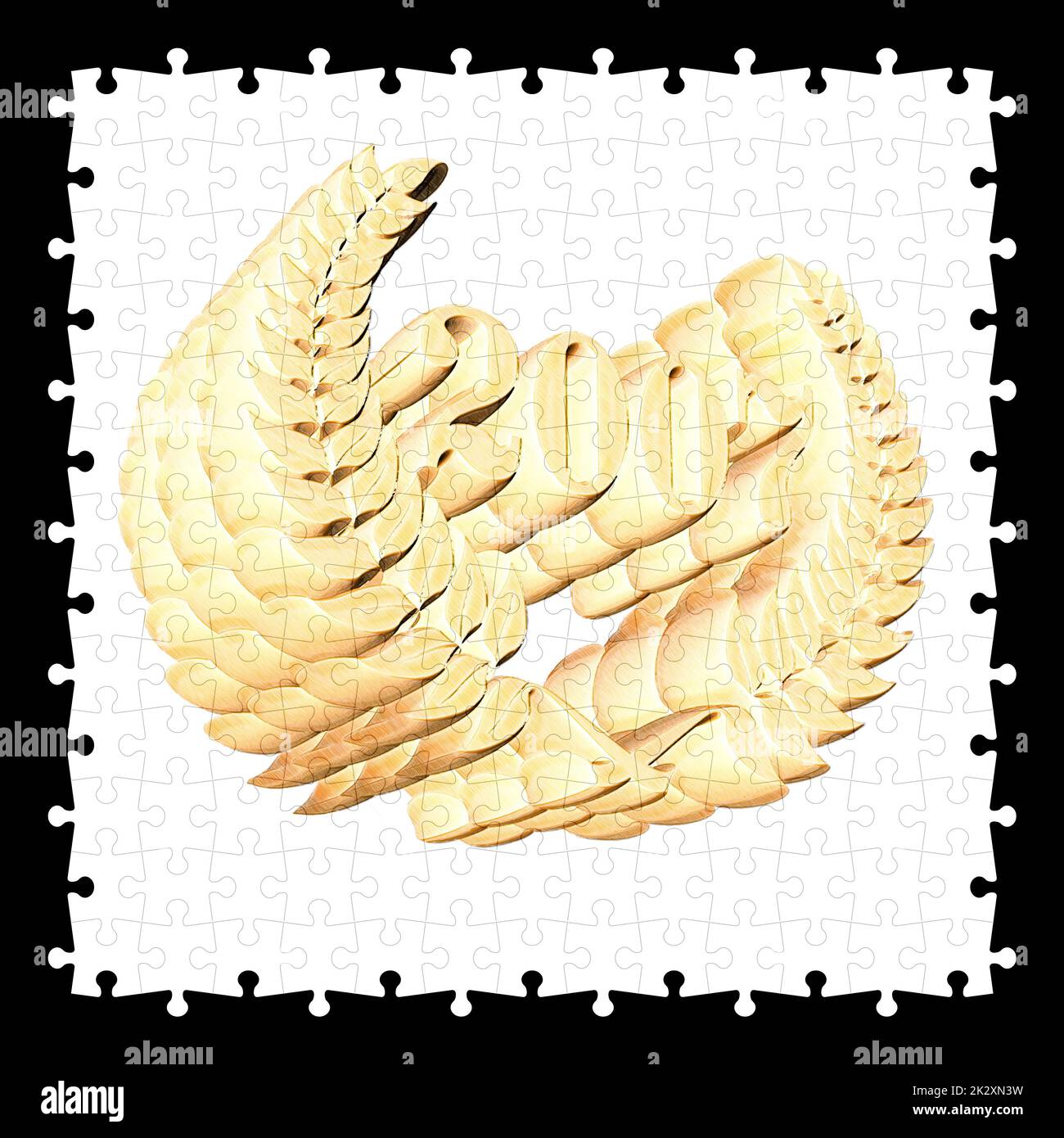 Number 2007 with laurel wreath or honor wreath as a 3D-illustration, 3D ...