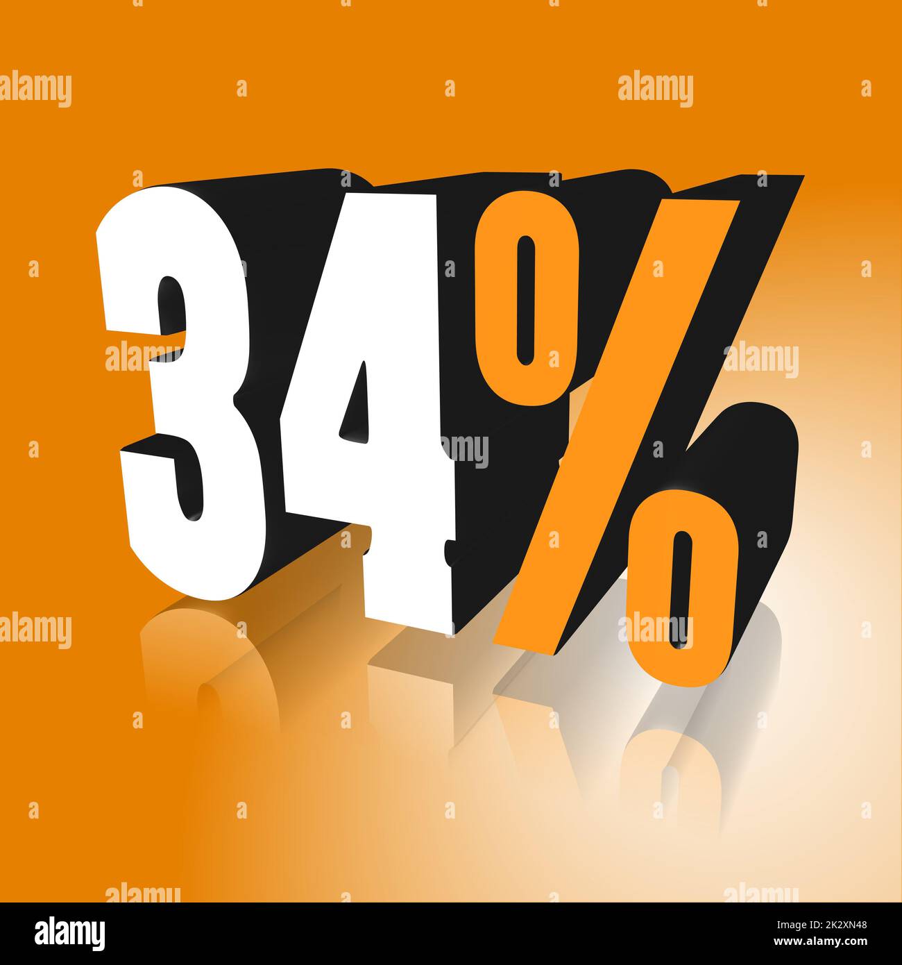 34%, 34 percent as a 3D illustration, 3D rendering Stock Photo - Alamy