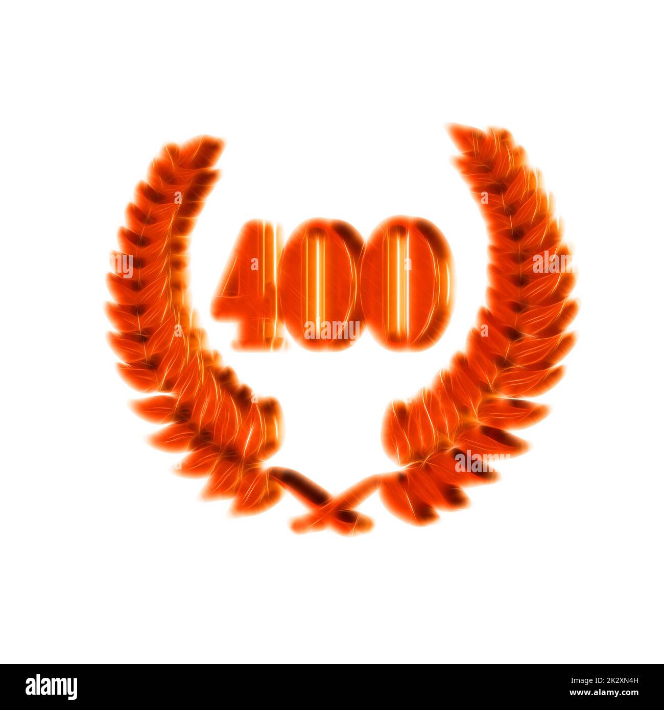 Number 400 with laurel wreath or honor wreath as a 3D-illustration, 3D ...