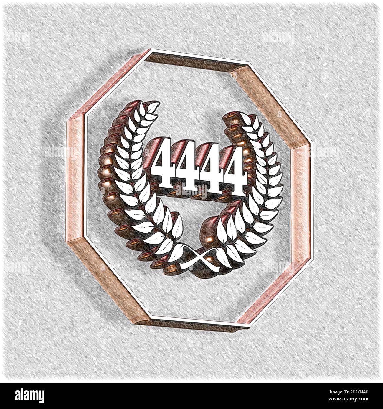 Number 4444 with laurel wreath or honor wreath as a 3D-illustration, 3D ...