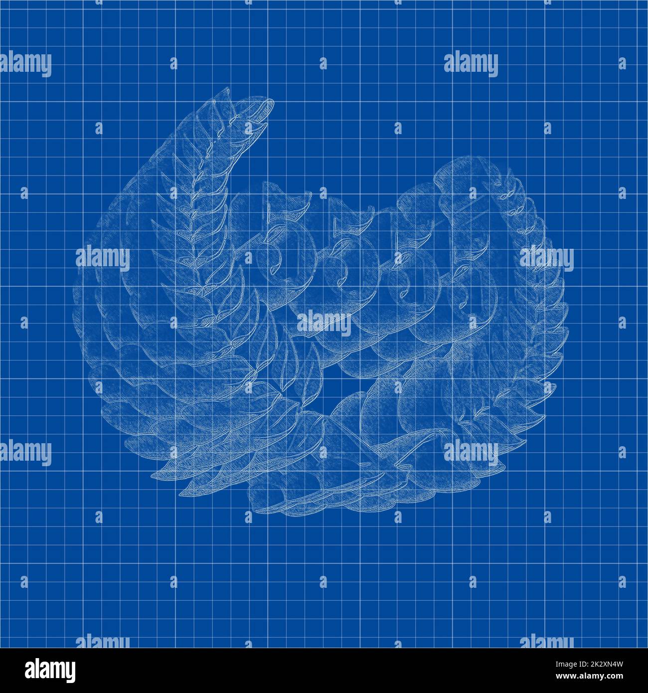 Number 5555 with laurel wreath or honor wreath as a 3D-illustration, 3D ...