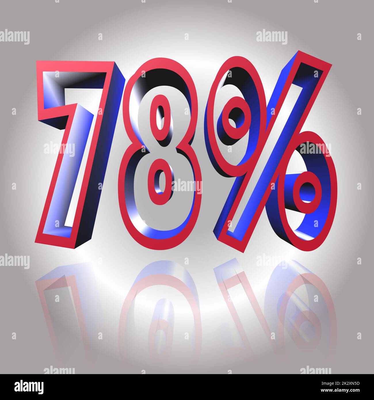 78%, 78 percent as a 3D illustration, 3D rendering Stock Photo - Alamy