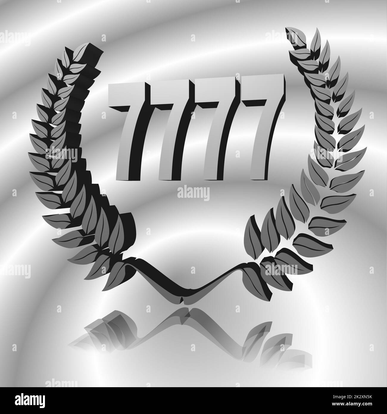 Number 7777 with laurel wreath or honor wreath as a 3D-illustration, 3D ...