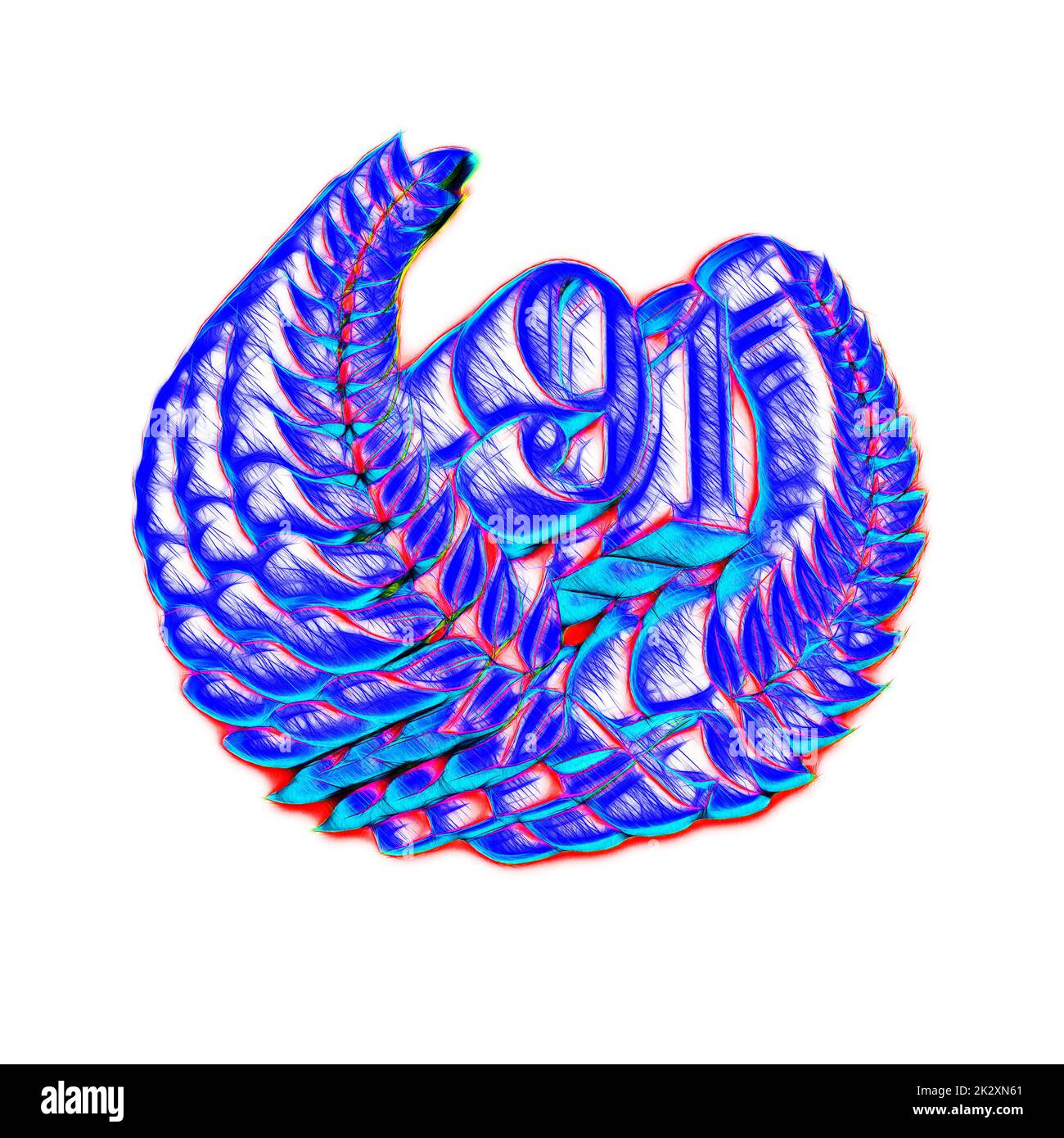 Number 91 with laurel wreath or honor wreath as a 3D-illustration, 3D ...