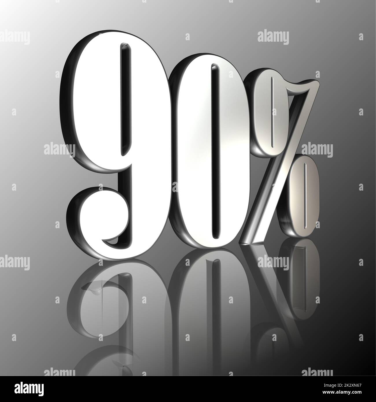90%, 90 percent as a 3D illustration, 3D rendering Stock Photo - Alamy