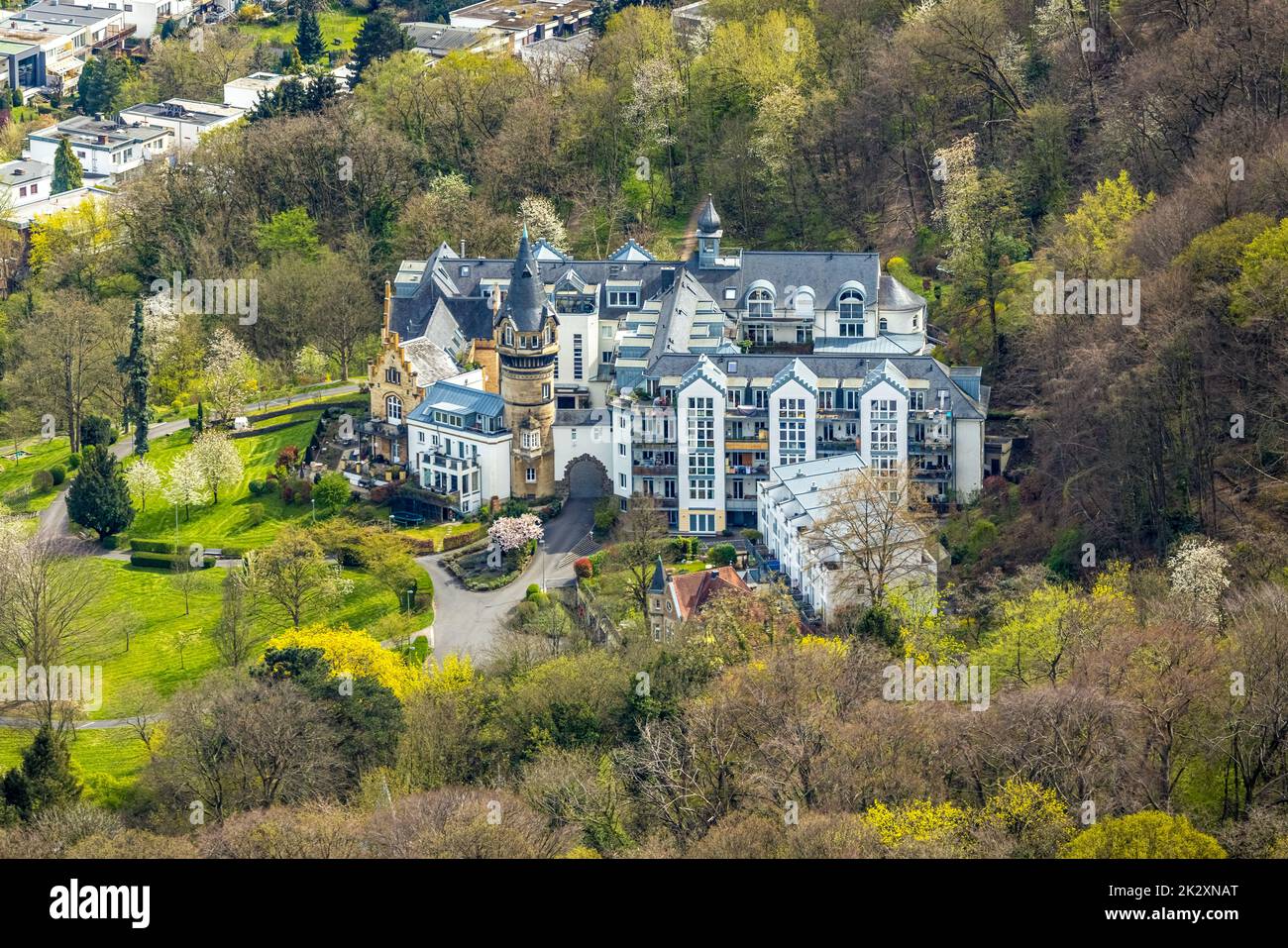 Aerial view, Rosenburg, villa with apartments and apartments, Kessenich ...