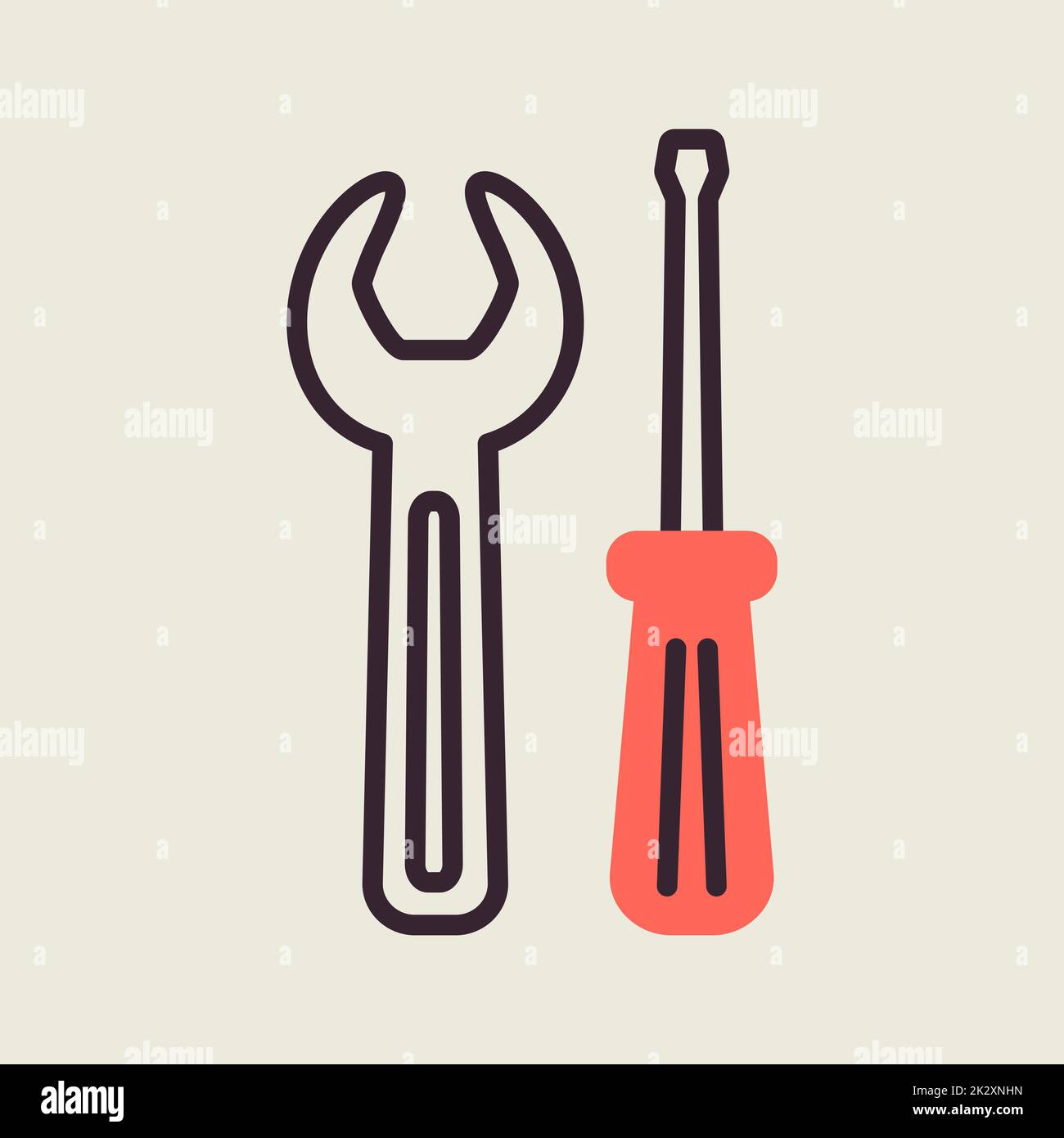 Screwdriver and wrench vector isolated icon Stock Photo - Alamy