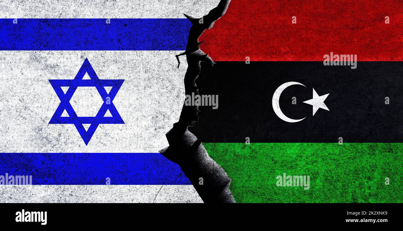 Israel and Libya flags together. Libya and Israel relation, conflict ...