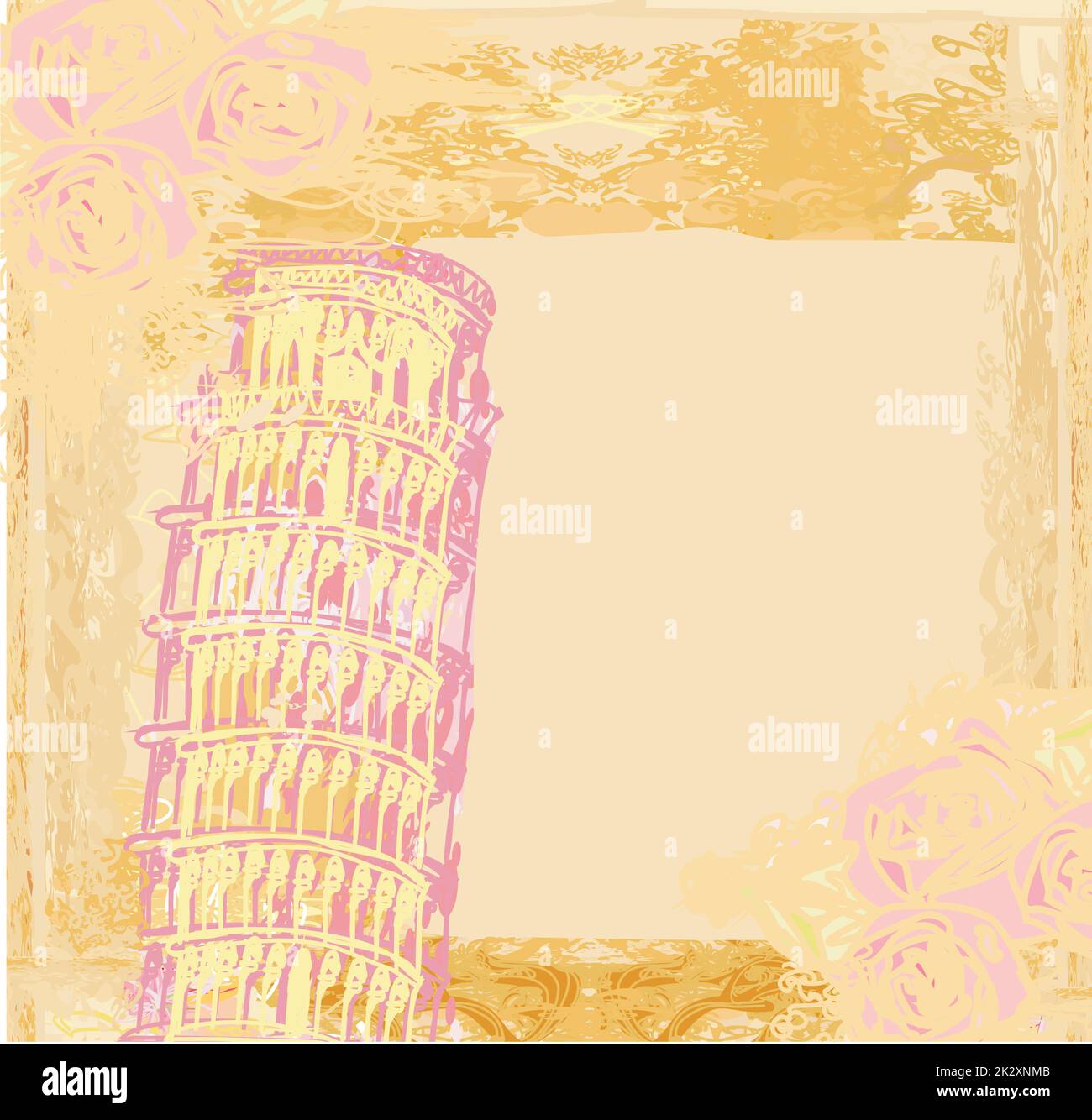 vintage vector pisa tower background Stock Photo - Alamy