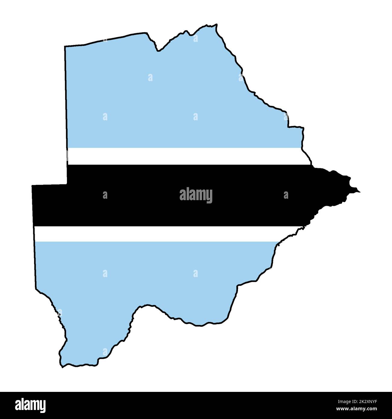 Botswana Silhouette Map On National Flag Stock Photo - Alamy