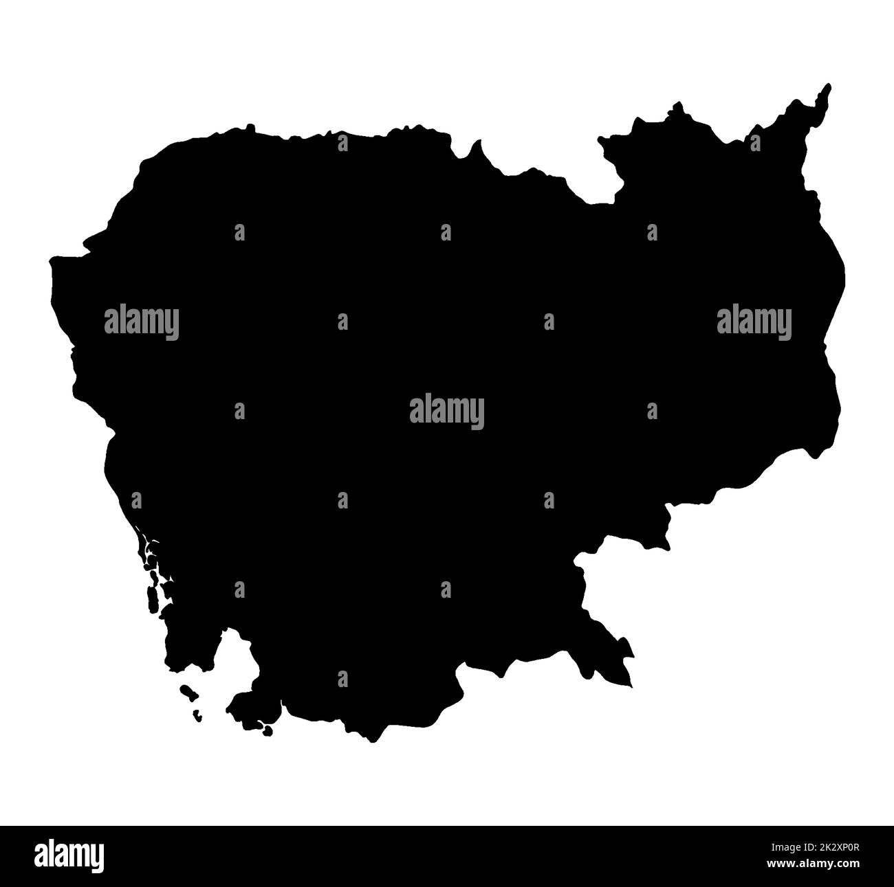 Cambodia Black Silhouette Map Stock Photo - Alamy