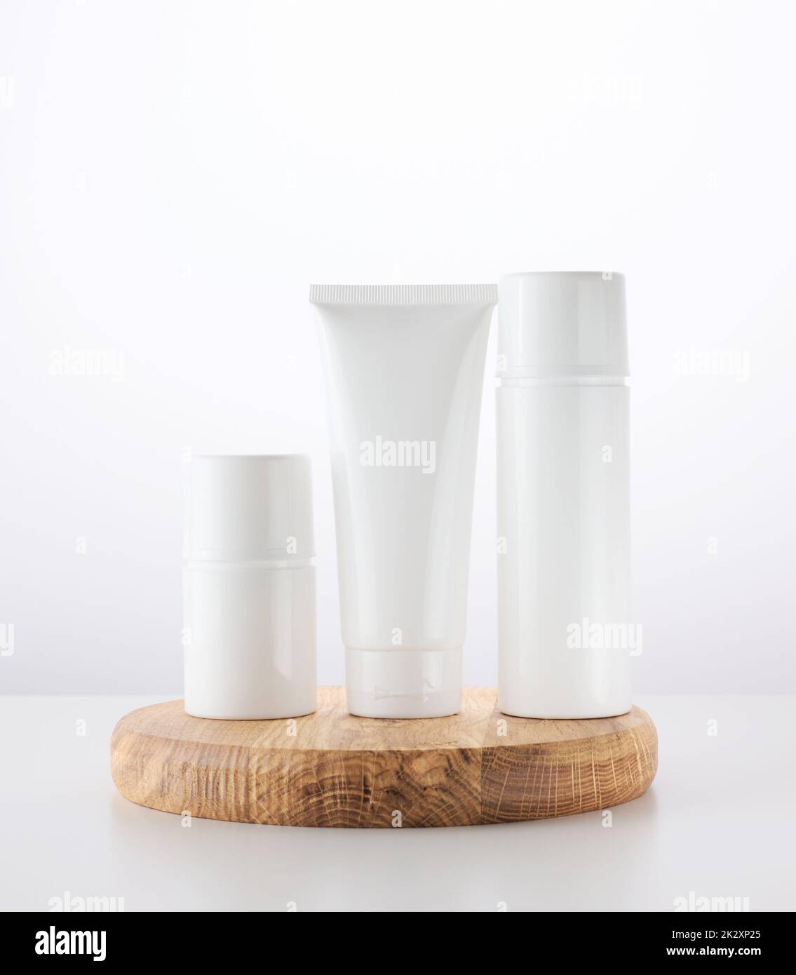 Bottle, empty white plastic tubes for cosmetics. Packaging for cream ...