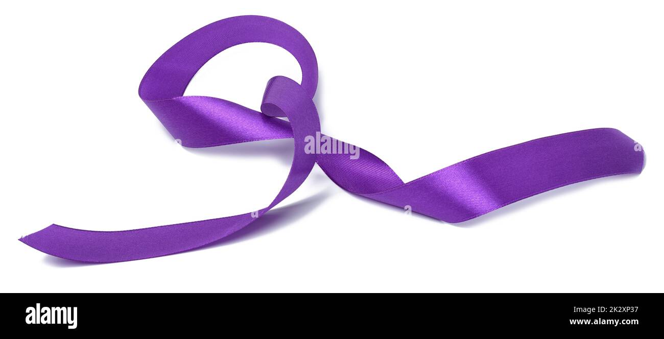 Rolled up silk purple ribbon isolated on white background Stock Photo ...