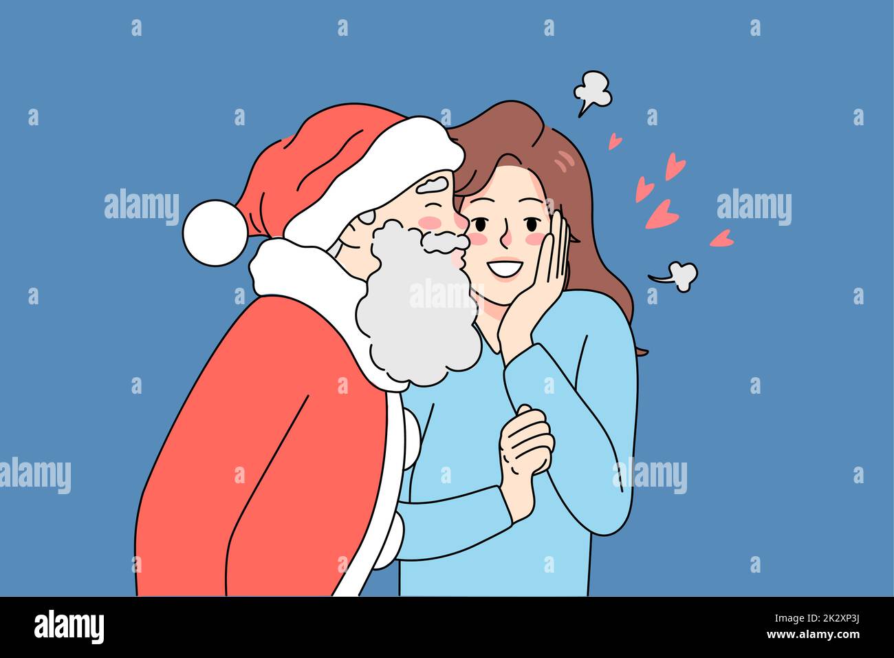Santa Claus kiss young woman Stock Photo - Alamy
