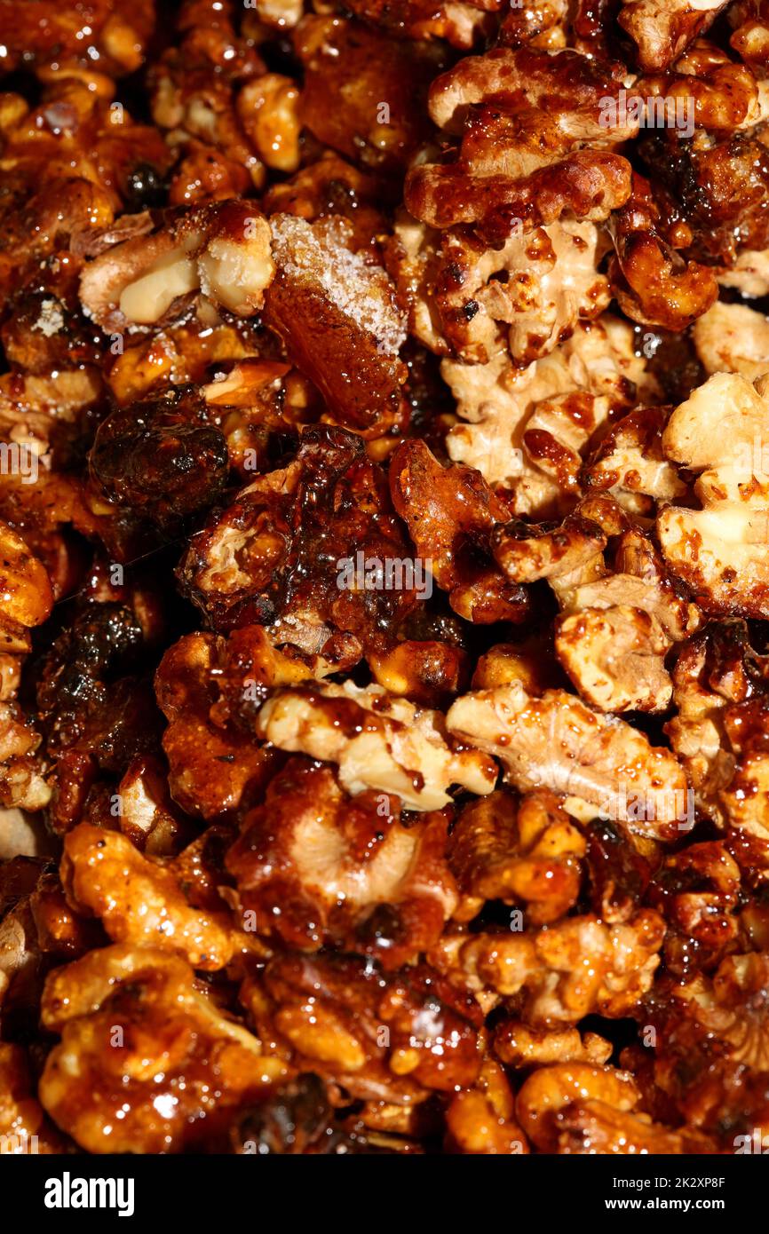 Caramelized nuts close up background macro modern high quality prints ...