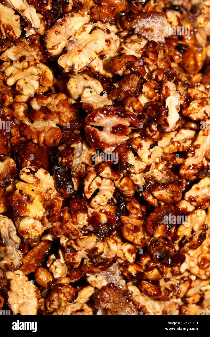 Caramelized nuts close up background macro modern high quality prints ...