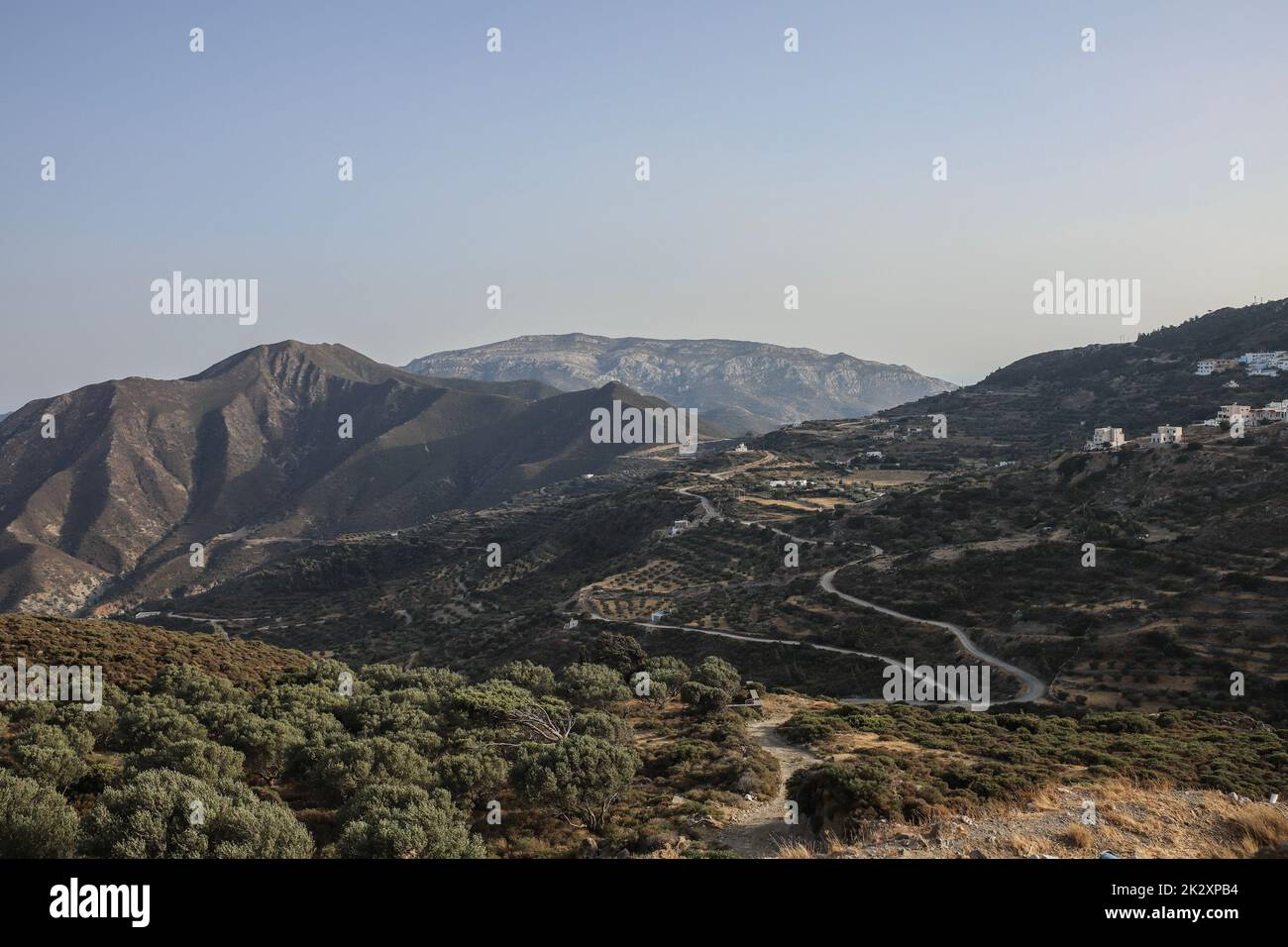 Karpathos, Greece. 11th Aug, 2021. Genera view of mountain tops in ...