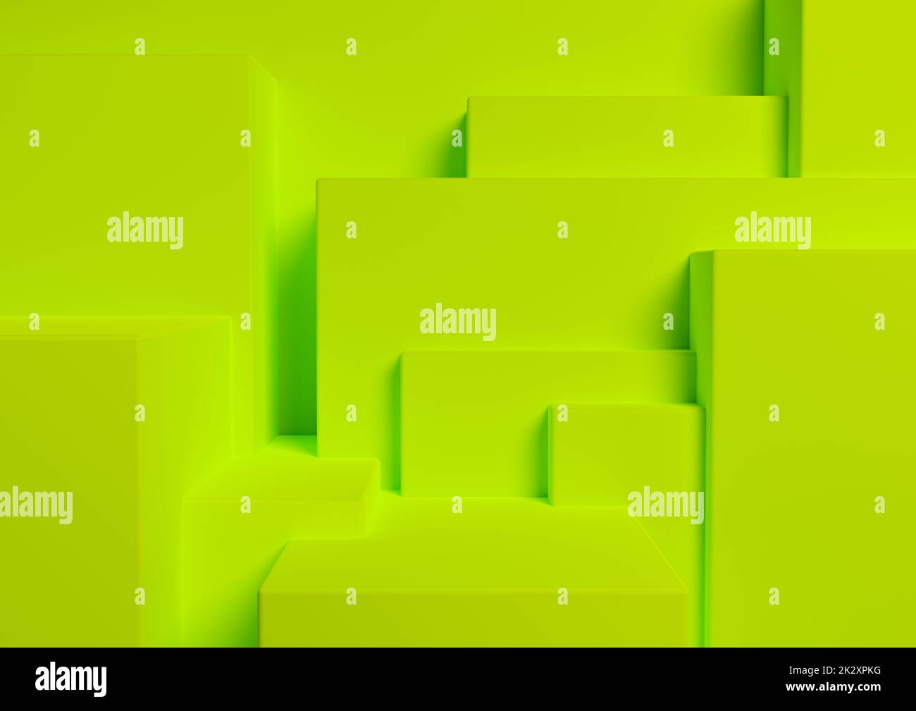 Bright, lime, neon green 3D rendering product display podium or stand simple, minimal, abstract ...
