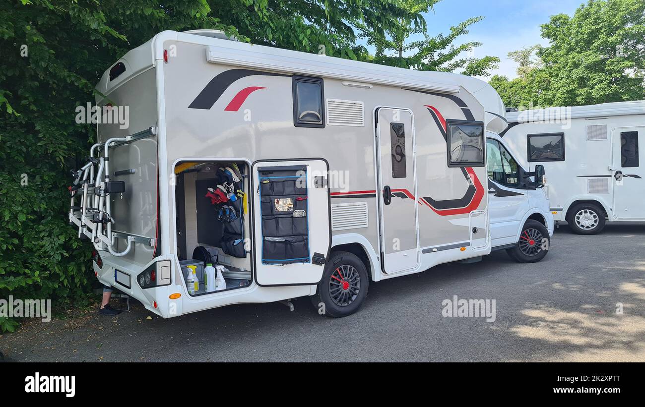 Family vacation trip, holiday trip in camper van Stock Photo - Alamy