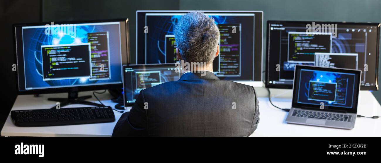Person working computer screens hi-res stock photography and images - Alamy