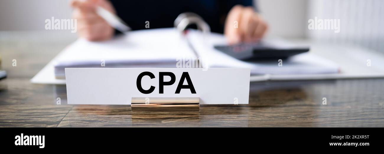 CPA Name Plate On The Table In The Office Stock Photo - Alamy