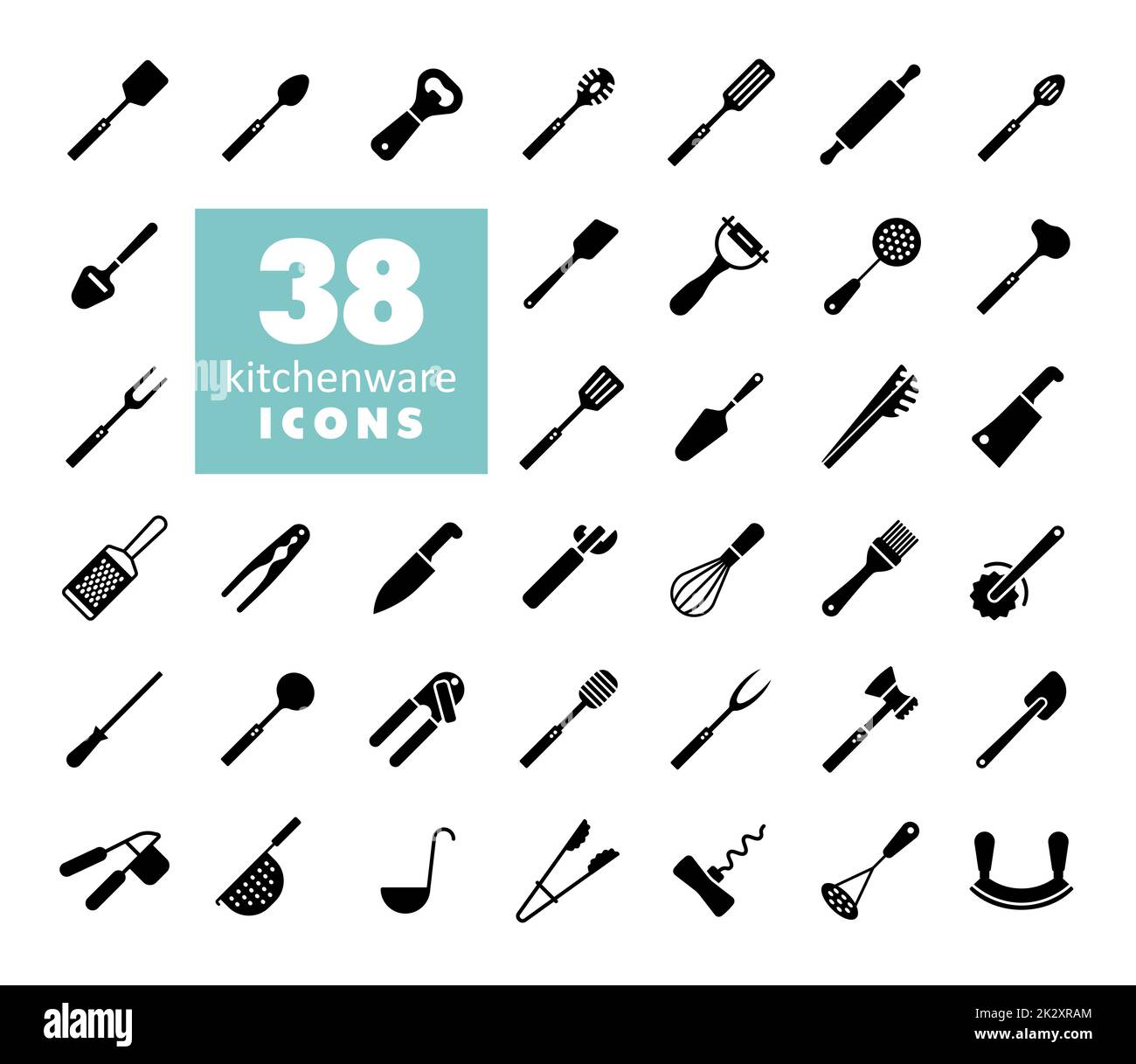 Kitchenware and kitchen appliances vector icon set Stock Photo - Alamy