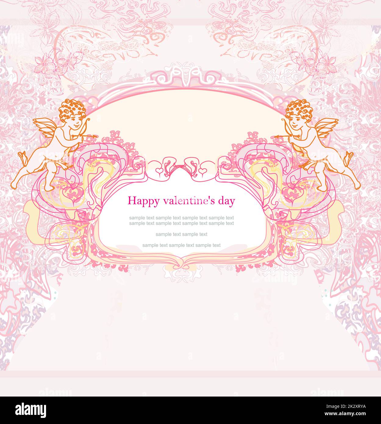 happy valentines day card with cupid Stock Photo - Alamy