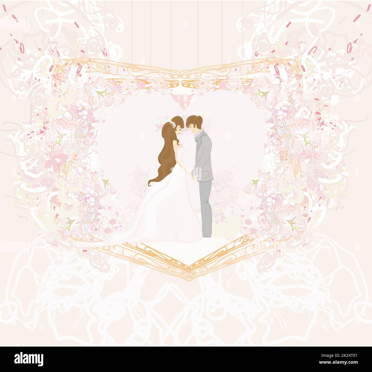 elegant wedding invitation with wedding couple Stock Photo - Alamy